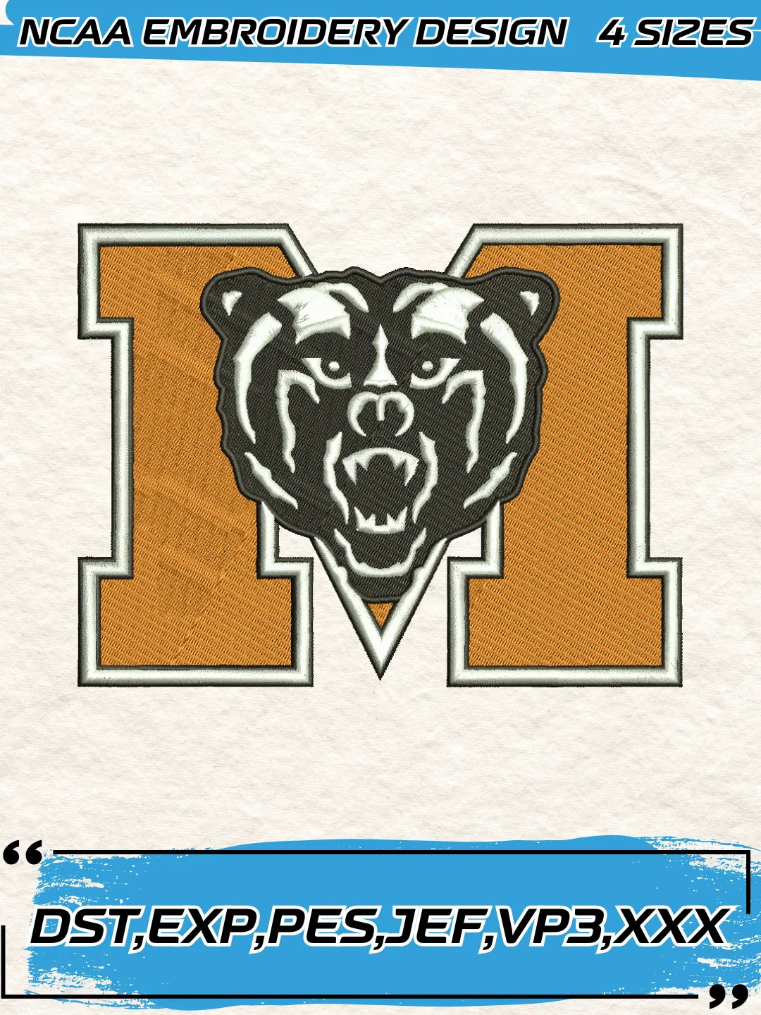 Mercer Bears Logo Embroidery Design,NCAA Logo Embroidery Design,Machine ...