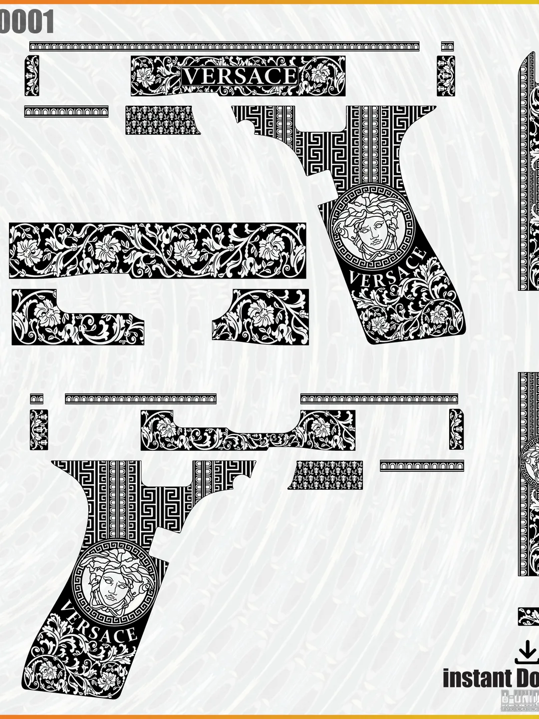 Glock 19 Gen 5 Versace Scroll Theme Design.. glock svg file, laser svg ...