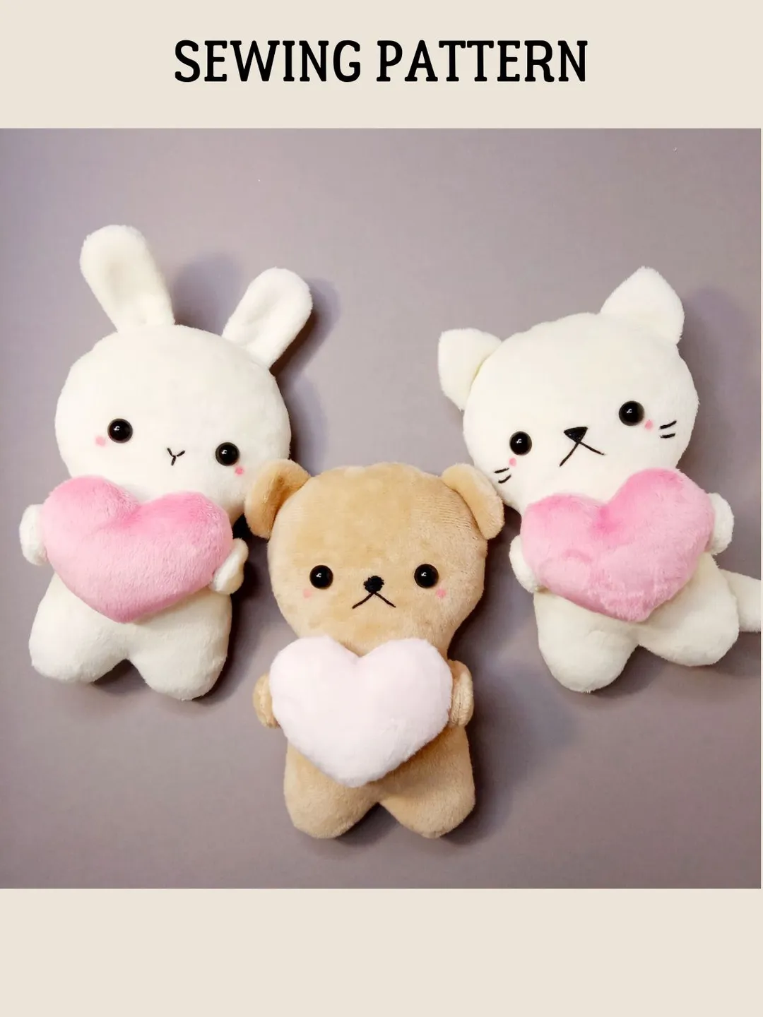 Plush Animals Pattern and Tutorial PDF (2 sizes)