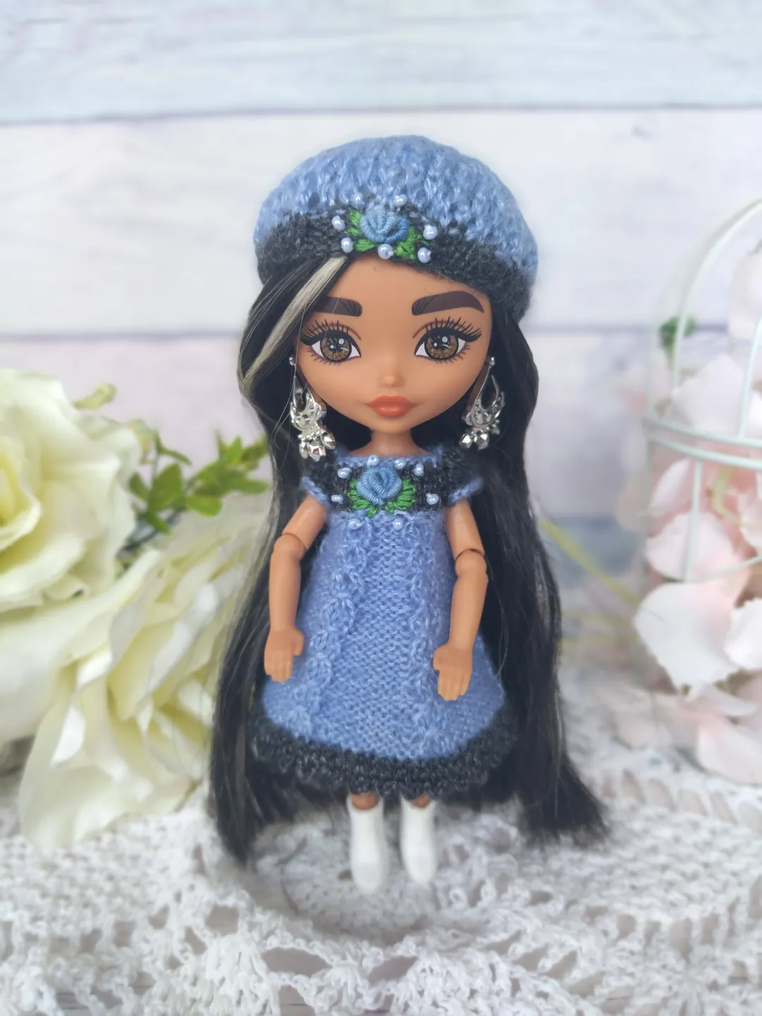 Barbie Extra Minis Dark Grey hand knitted Dress. Realistic miniature ...