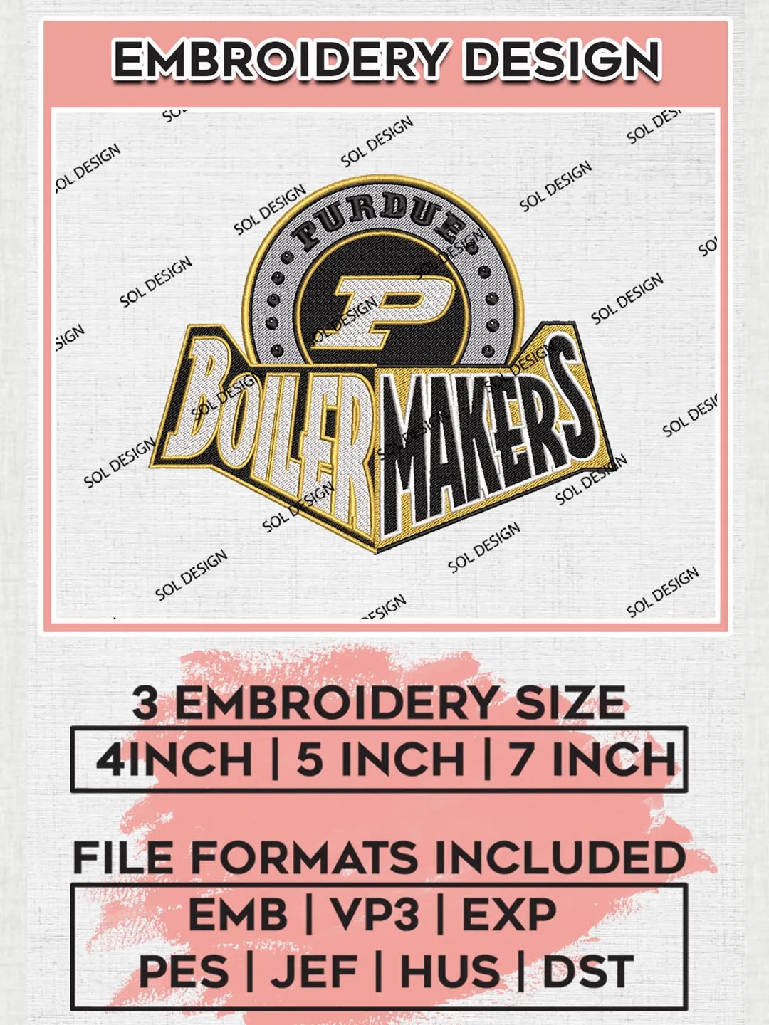 NCAA Boilermakers Team Logo Machine Embroidery Design, NCAA Purdue ...