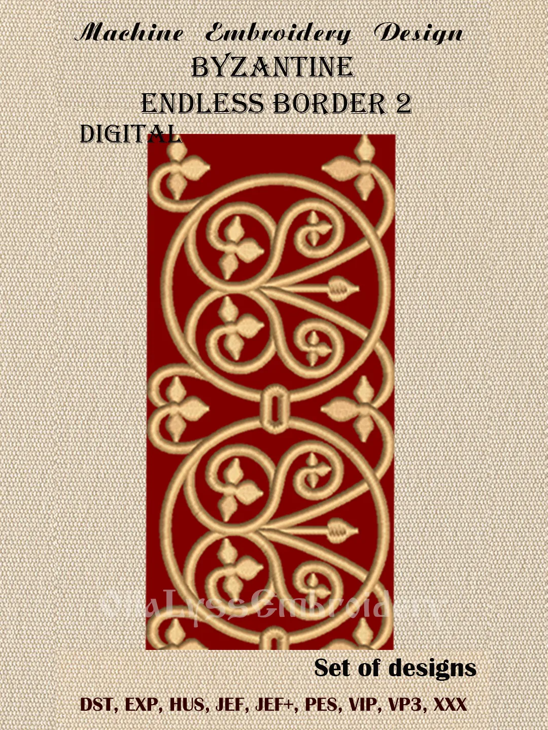 Christmas Bells endless border set of machine embroidery designs