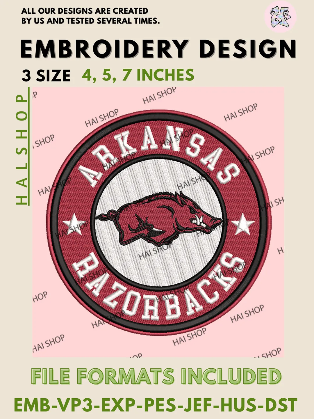 NCAA Arkansas Razorbacks Team Logo Machine Embroidery Design Files ...