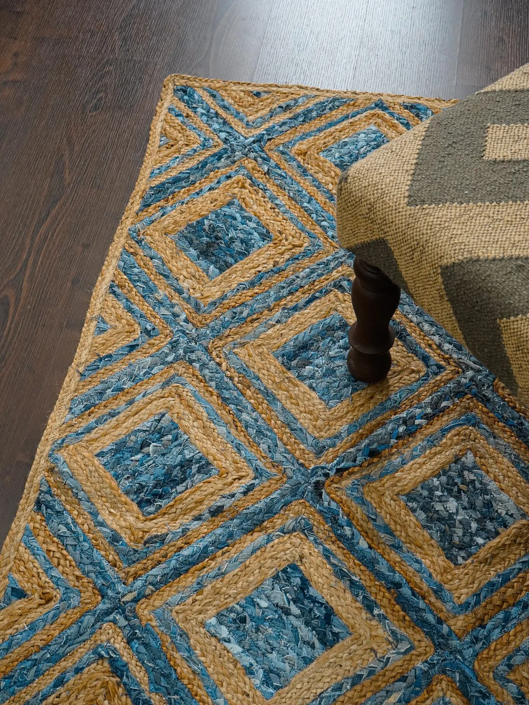 Natural Abstract Hemp Rug, Farmhouse Boho Decor Jute rug, Living room ...
