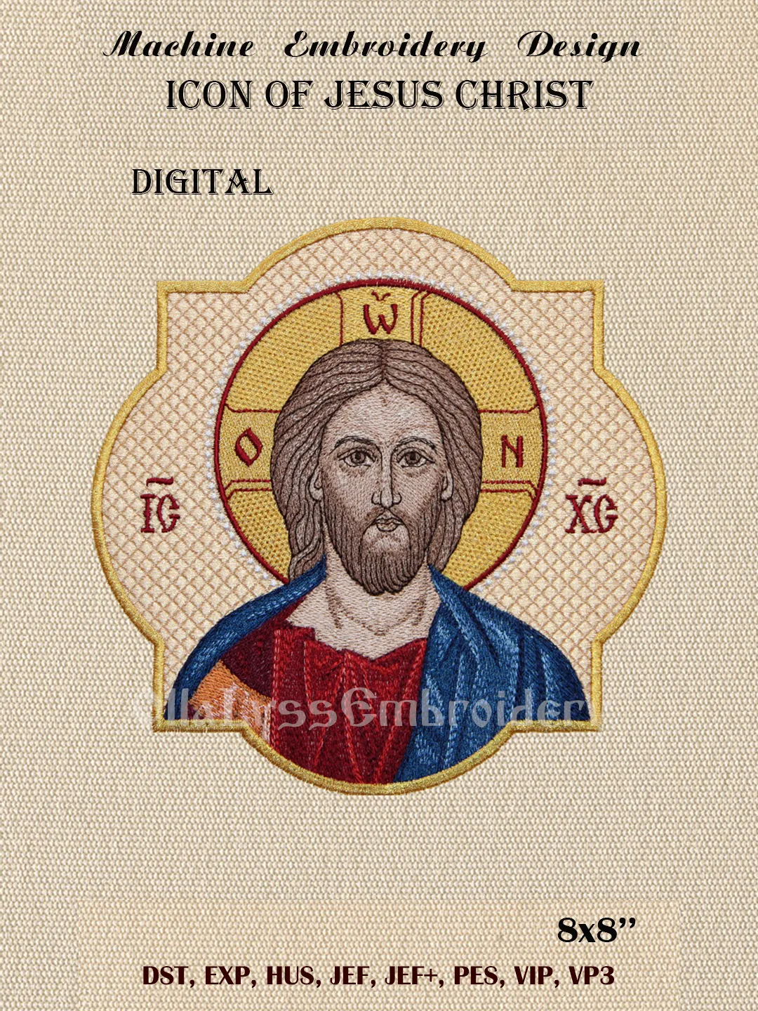 Icon of Christ embroidery design