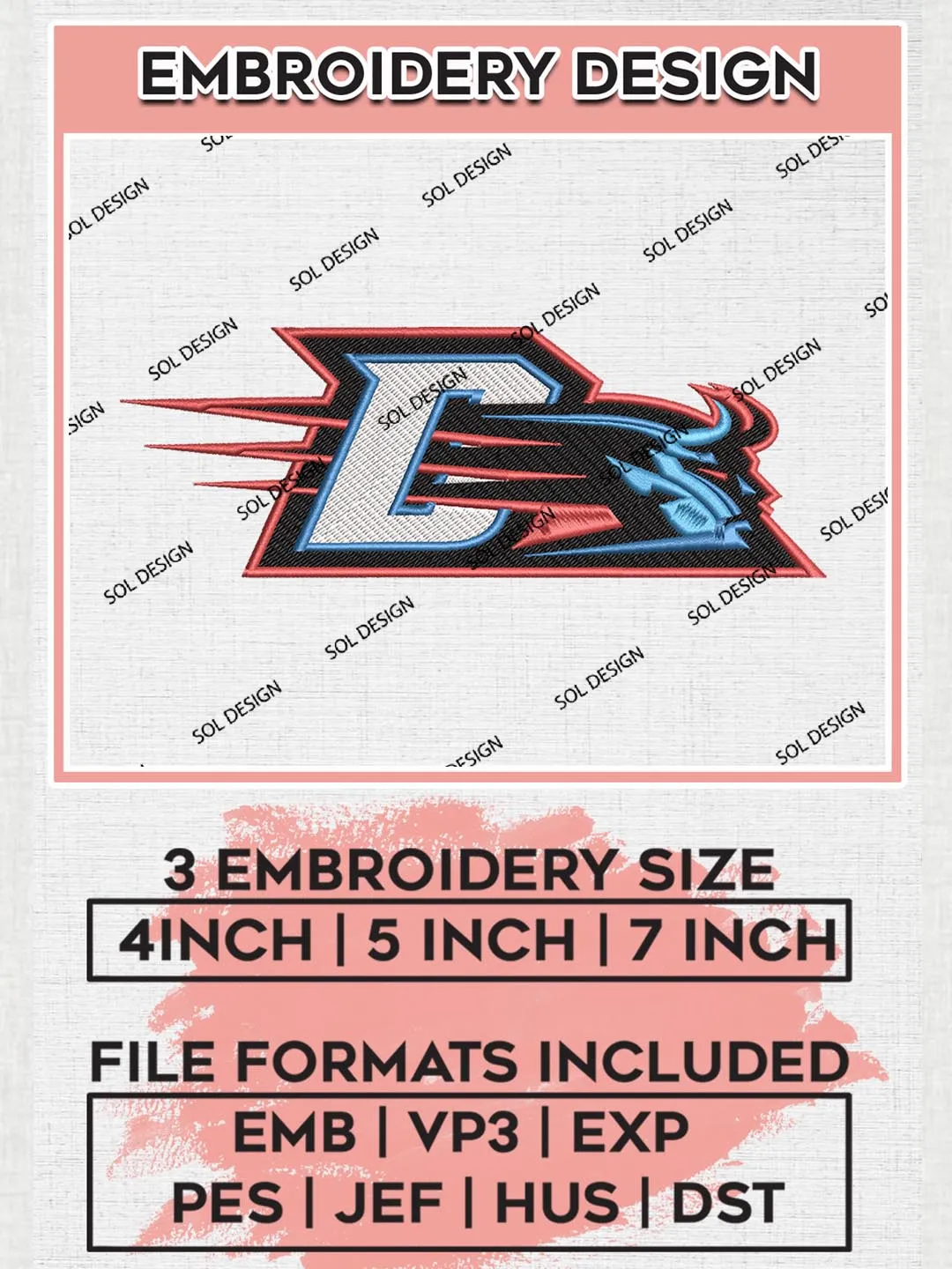 DePaul Blue Demons NCAA Team Logo Machine Embroidery Design, NCAA ...