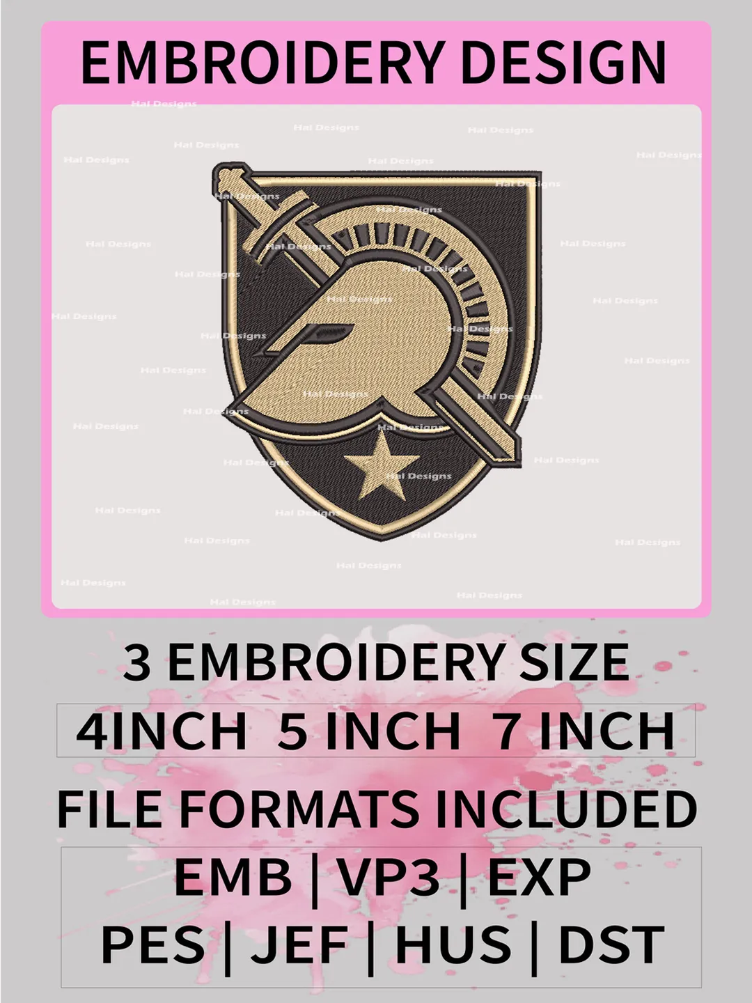 NCAA Army Black Knights Embroidery File, 3 Sizes, 6 Formats, NCAA ...