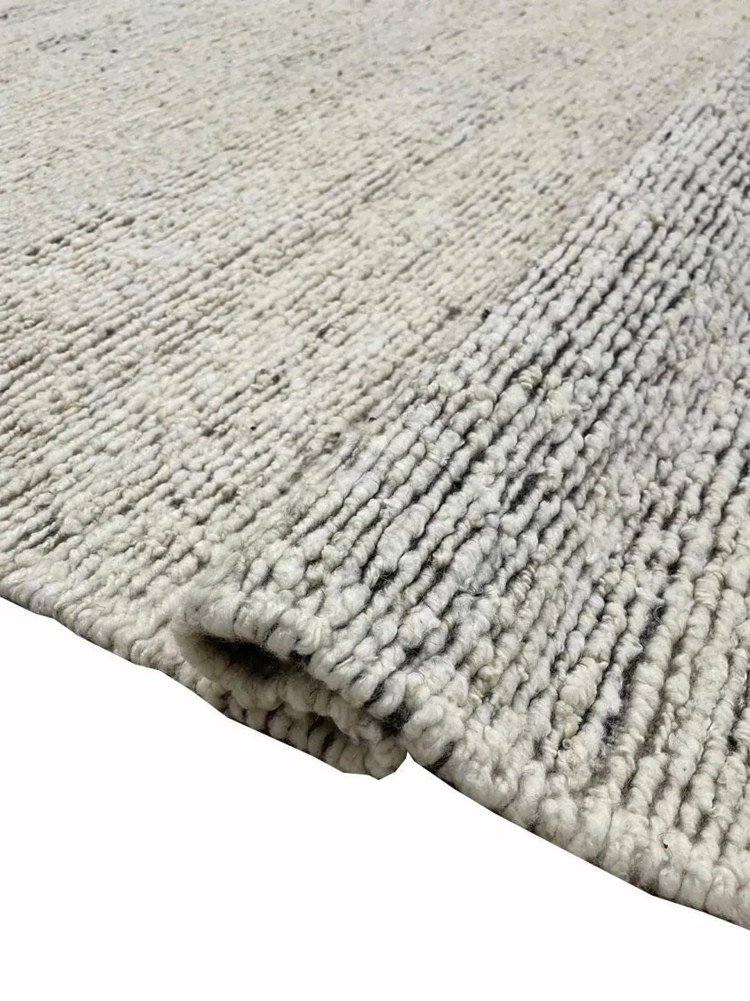 Handwoven Ivory & Grey Wool Rug | Minimal Sumak Textured Area Rug ...