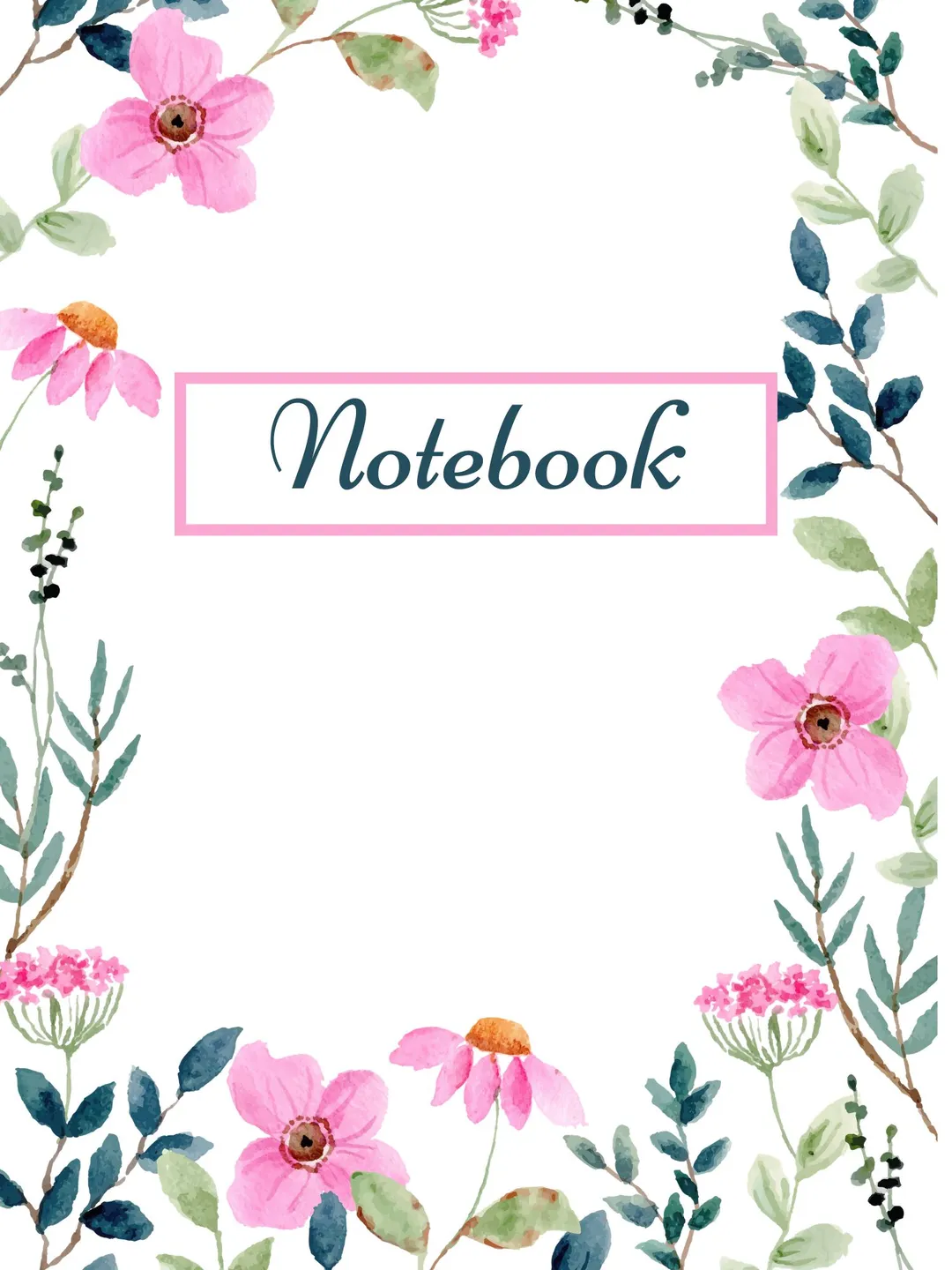 Digital notebook 2026 undated vintage floral design