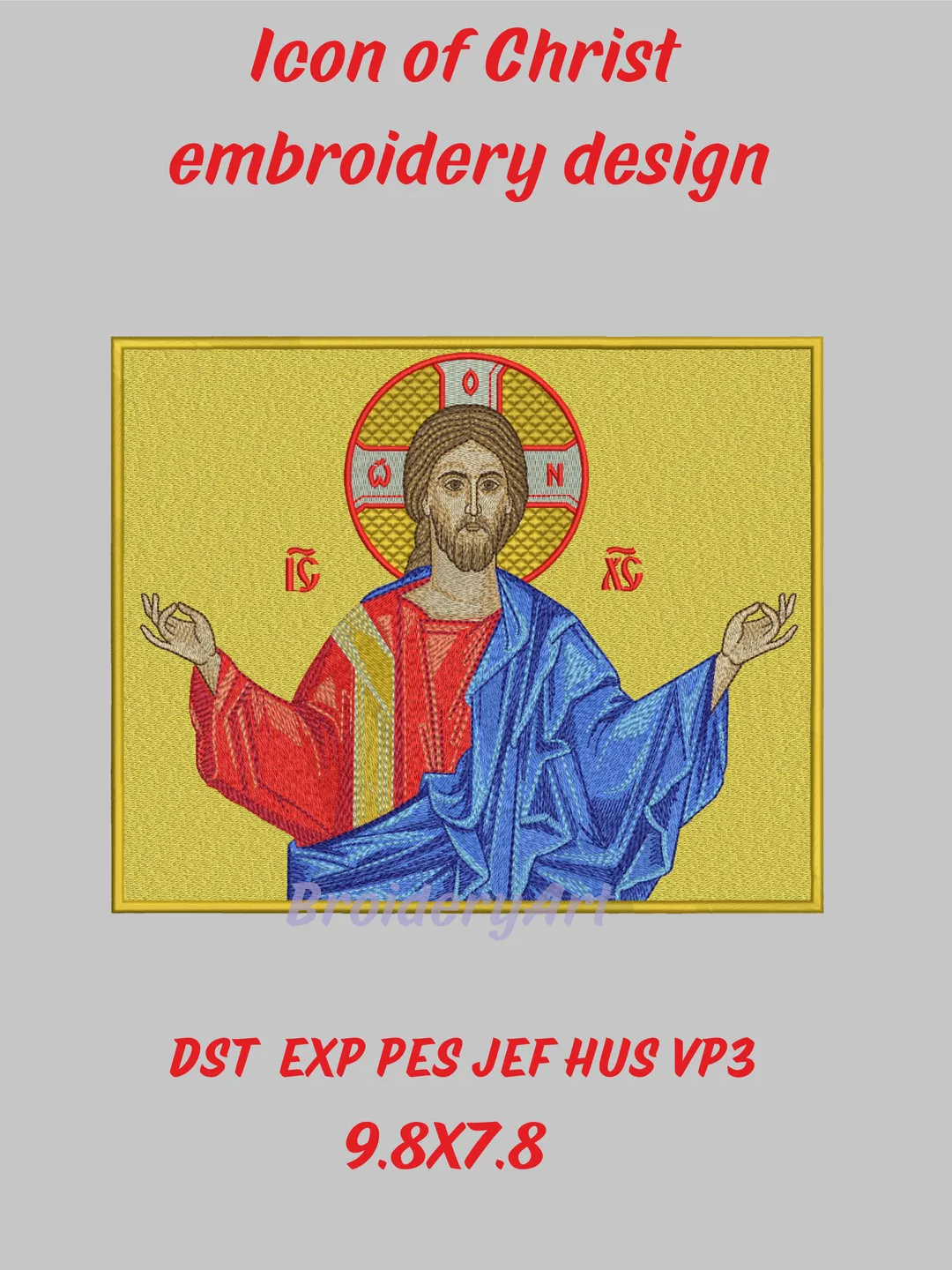 Icon of Christ embroidery design