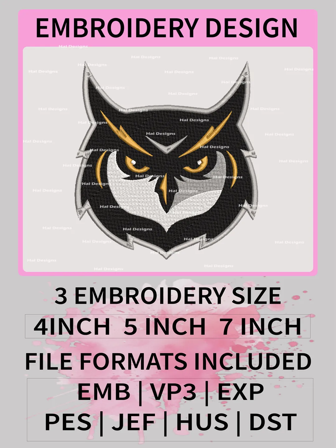 NCAA Kennesaw State Owls Embroidery File, 3 Sizes, 6 Formats, NCAA ...