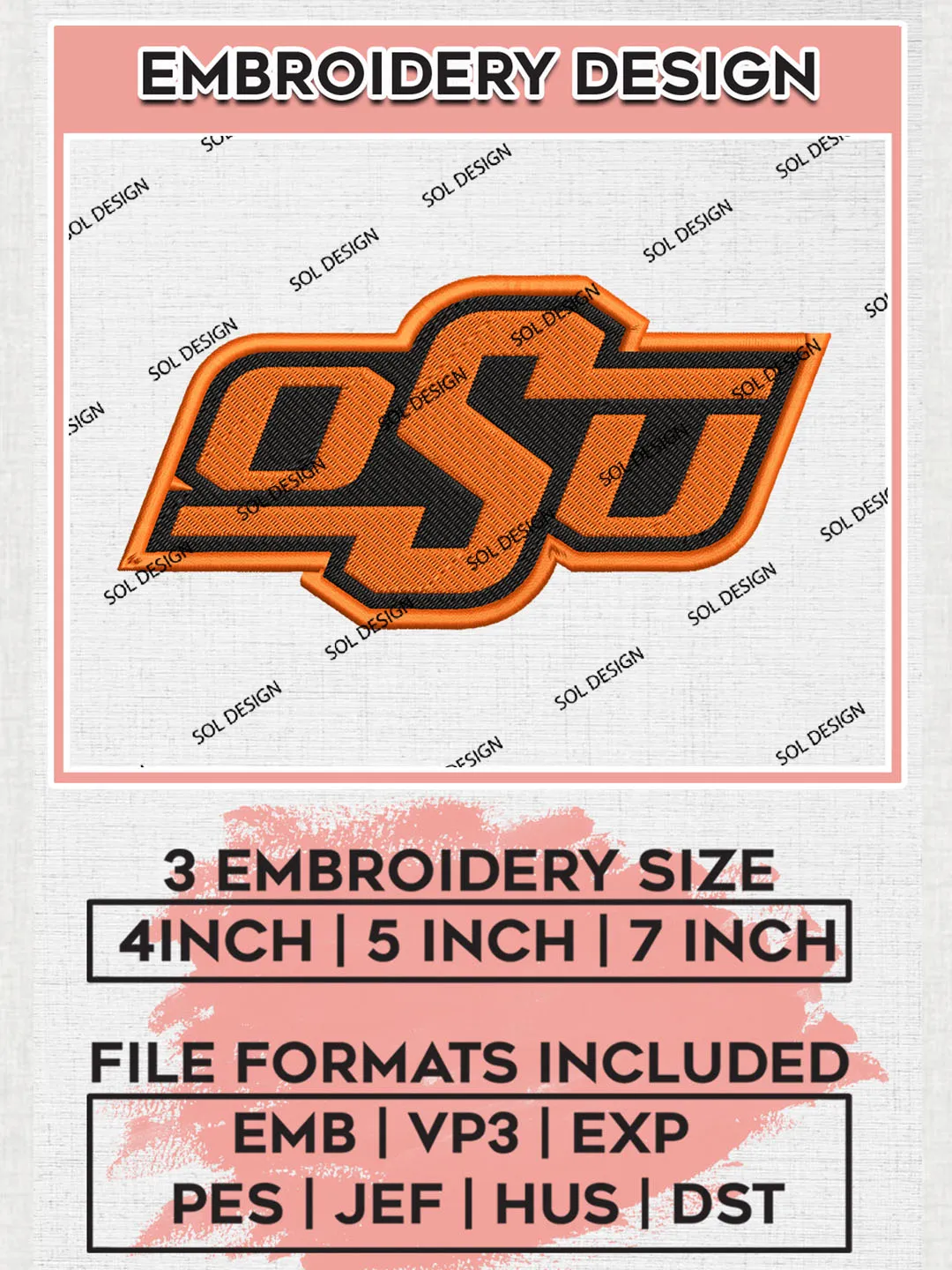 Oklahoma State Cowboys Logo Machine Embroidery Design, NCAA Oklahoma ...