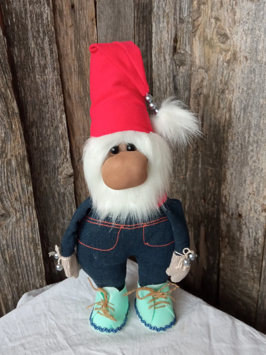 Cute denim gnome. Textile interior gnome. Christmas decor Fireplace ...