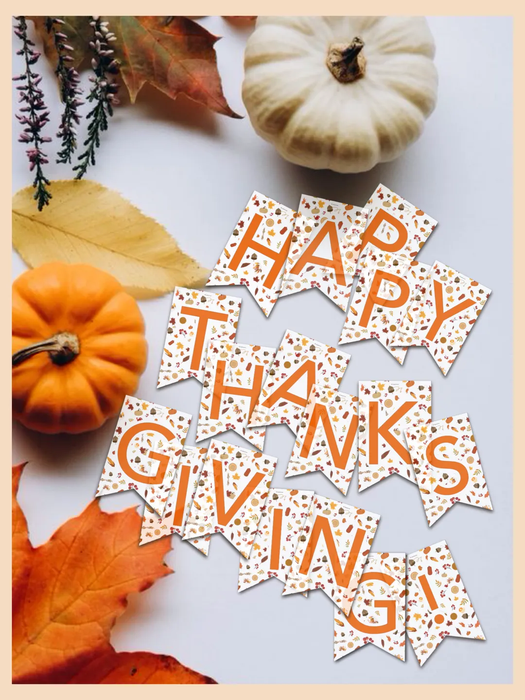 Printable Thanksgiving banner set. DIY Fall Garland Decor. Thanksgiving ...