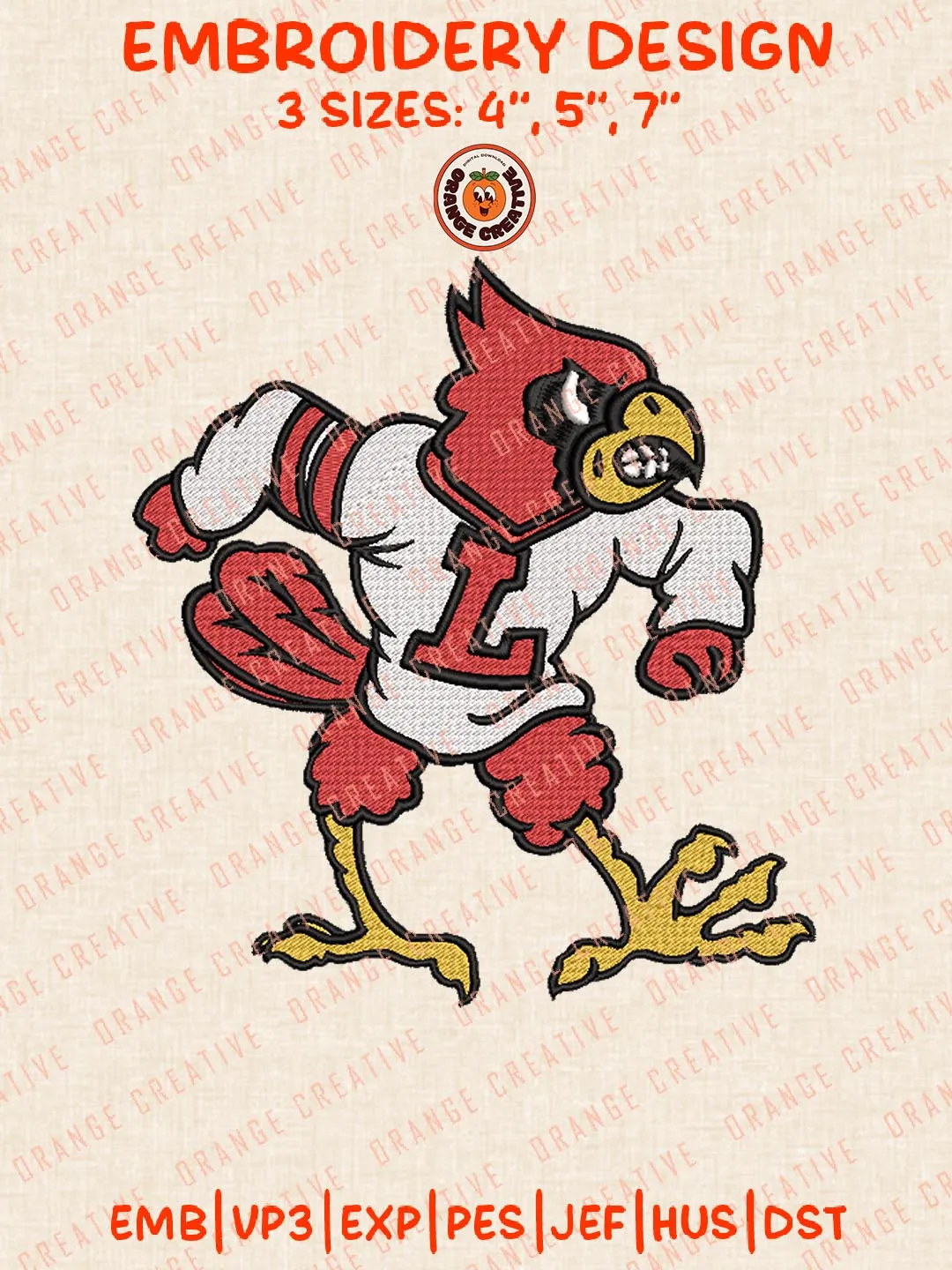 Louisville Cardinals Mascot Embroidery Design Files, NCAA Logos ...