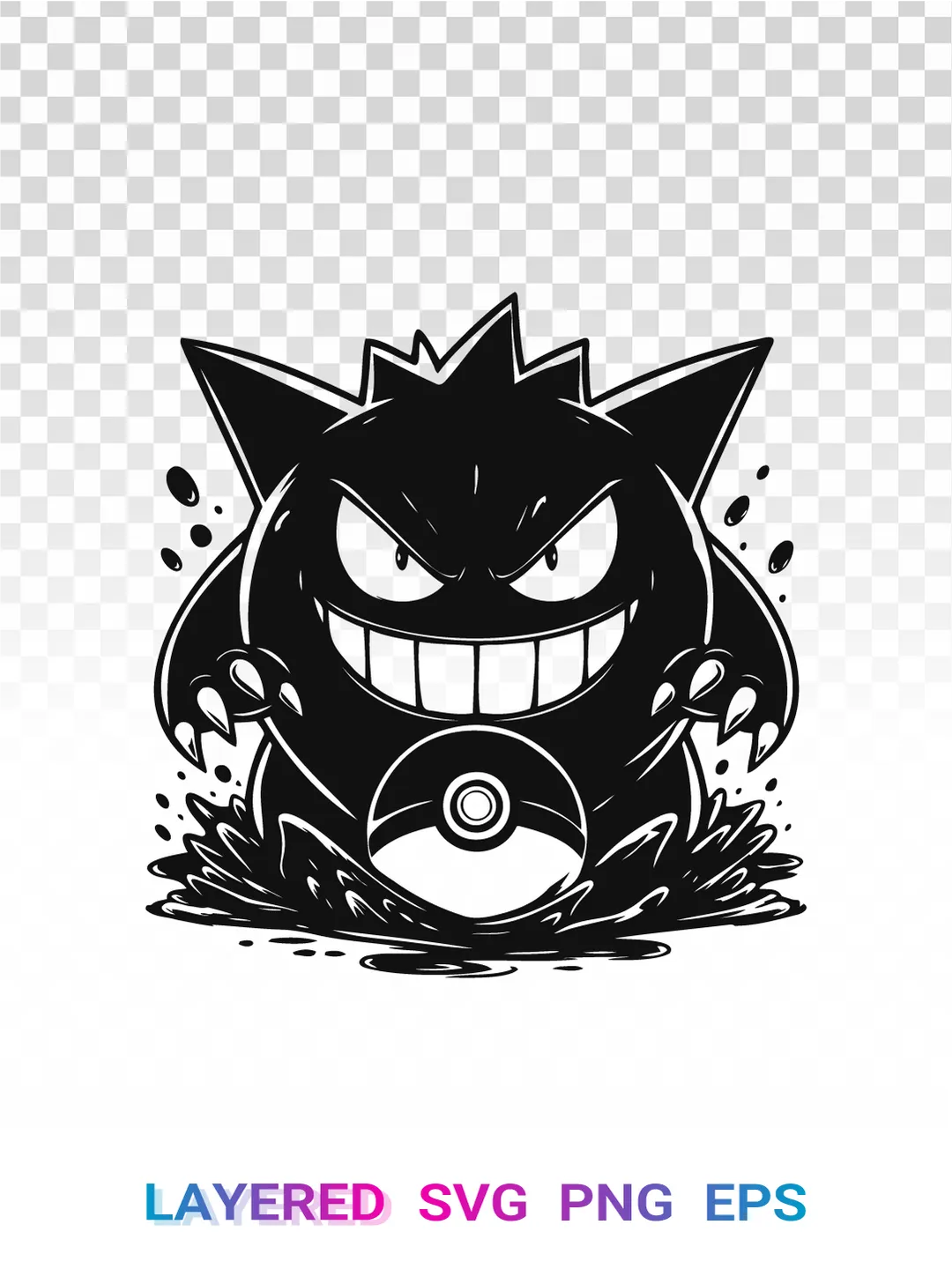 👻 Gengar PNG SVG, Pokemon Ghost Spooky, Cricut Clipart
