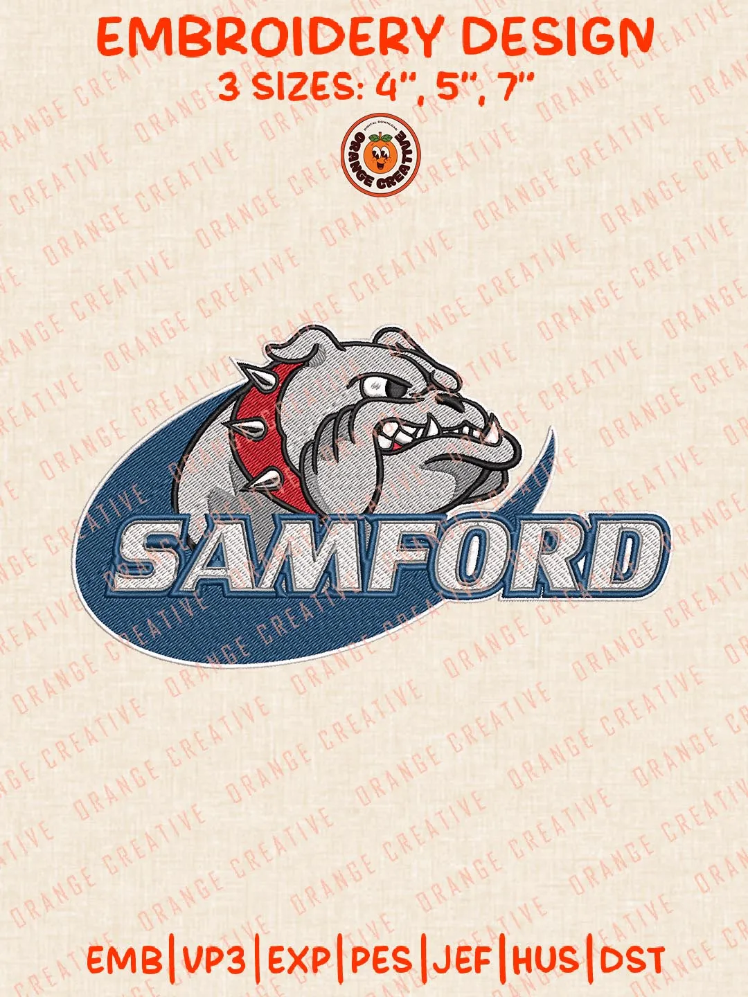 Samford Bulldogs Logos Embroidery Design Files, NCAA Logos Embroidery ...
