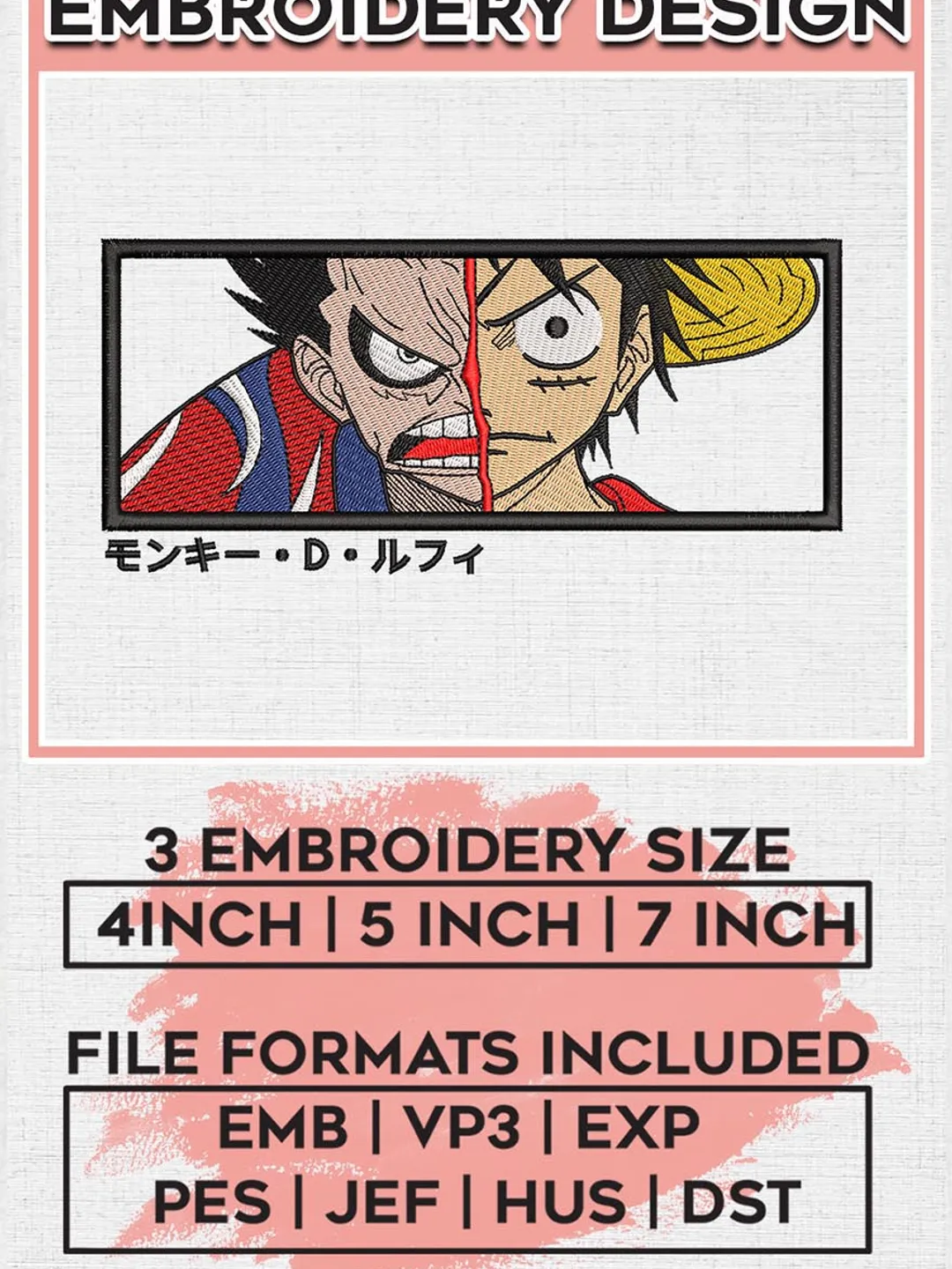 Monkey D Luffy Embroidery Design File / One Piece Anime Embroidery ...