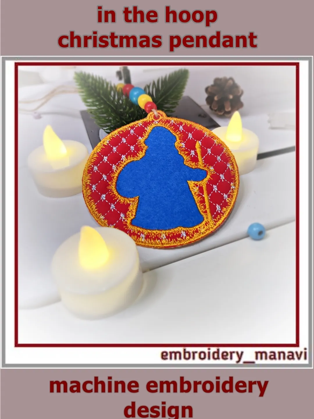 ITH Santa Pendant – Festive Embroidery Design for 4x4 Hoop