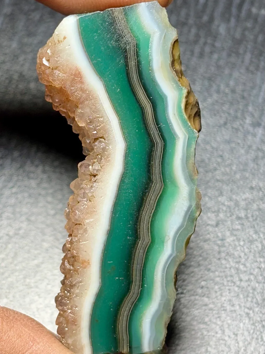 Green Banded Agate Heart Cabochon: Handmade Gemstone, 25-36 Carat