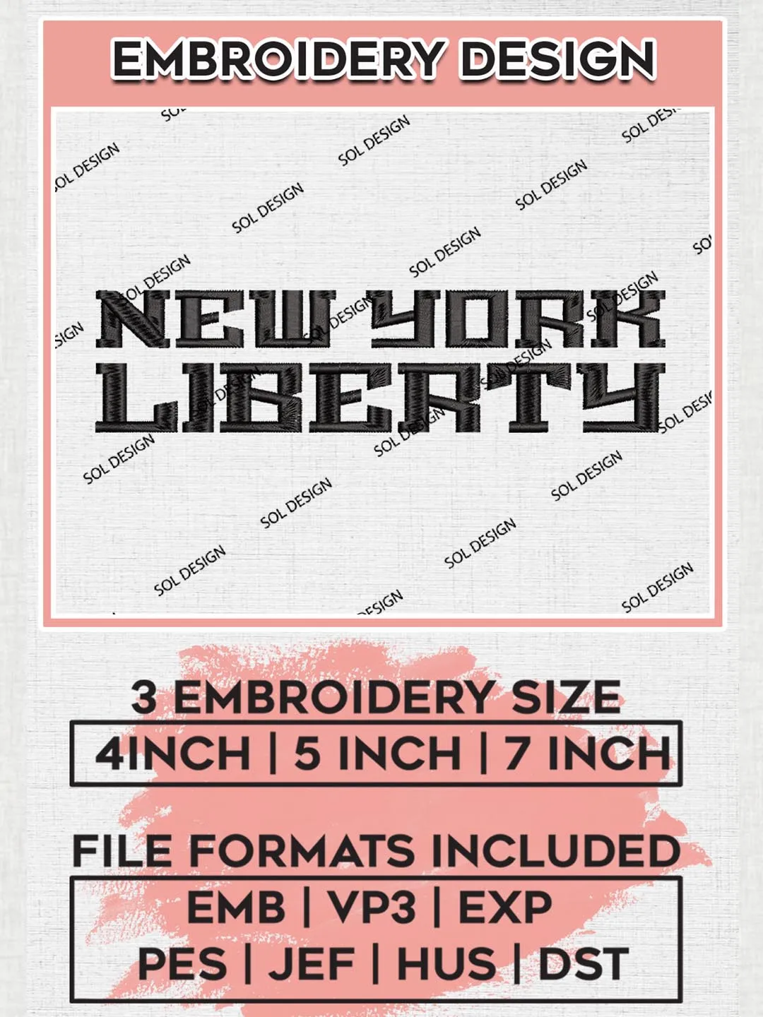WNBA New York Liberty Wordmark Logo Embroidery Files, WNBA New York ...