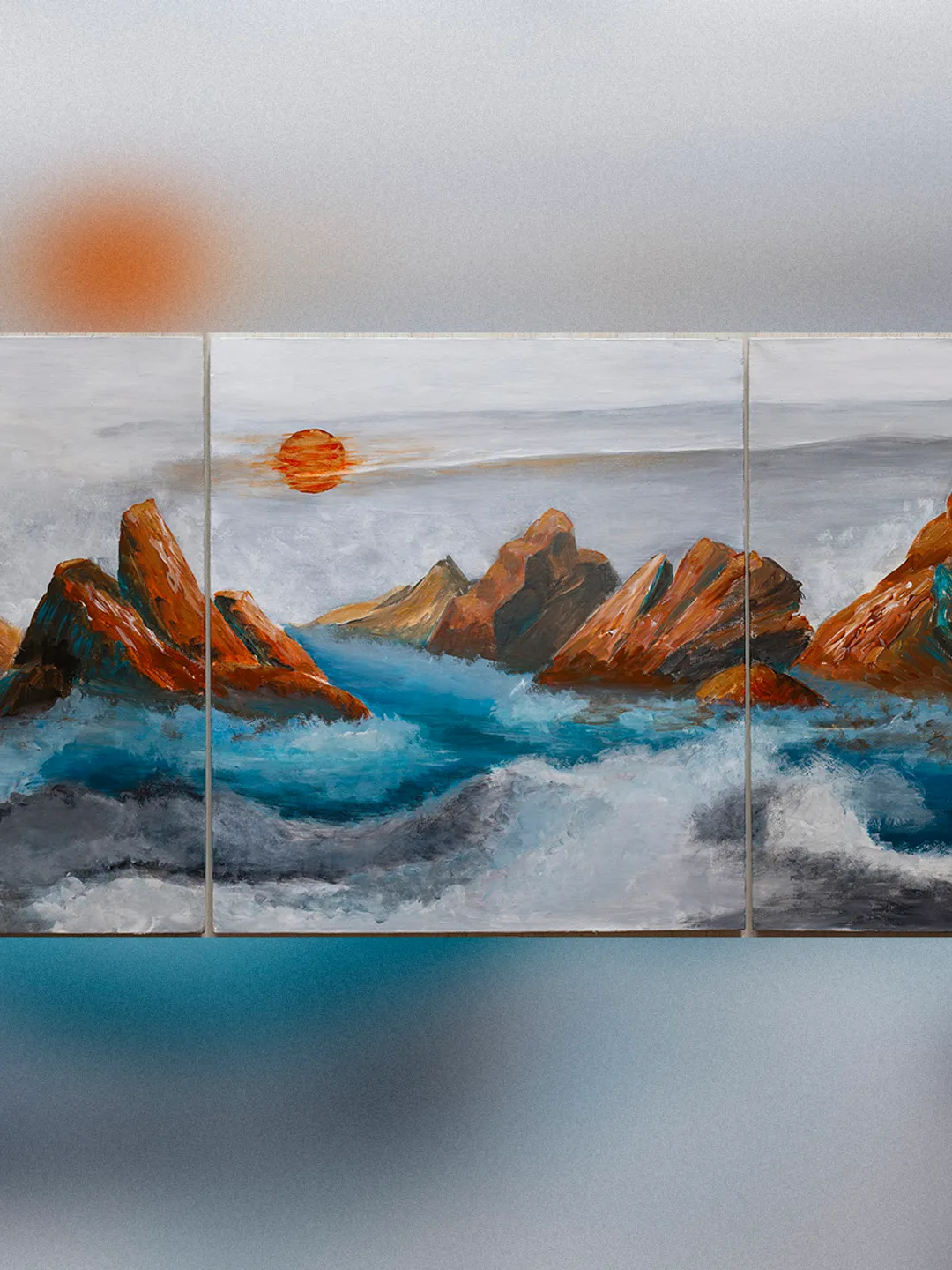 Modern Abstract Acrylic Painting 3D Golden Sun Art on MDF Board, 40x30 ...