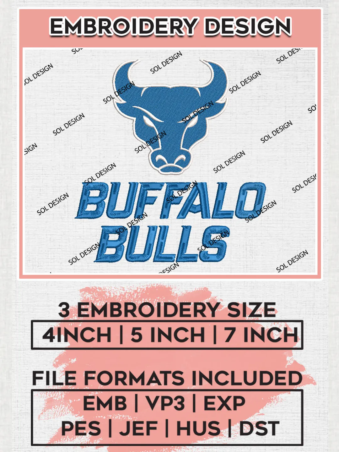 Buffalo Bulls NCAA Team Head Mascot Logo embroidery designs, NCAA ...