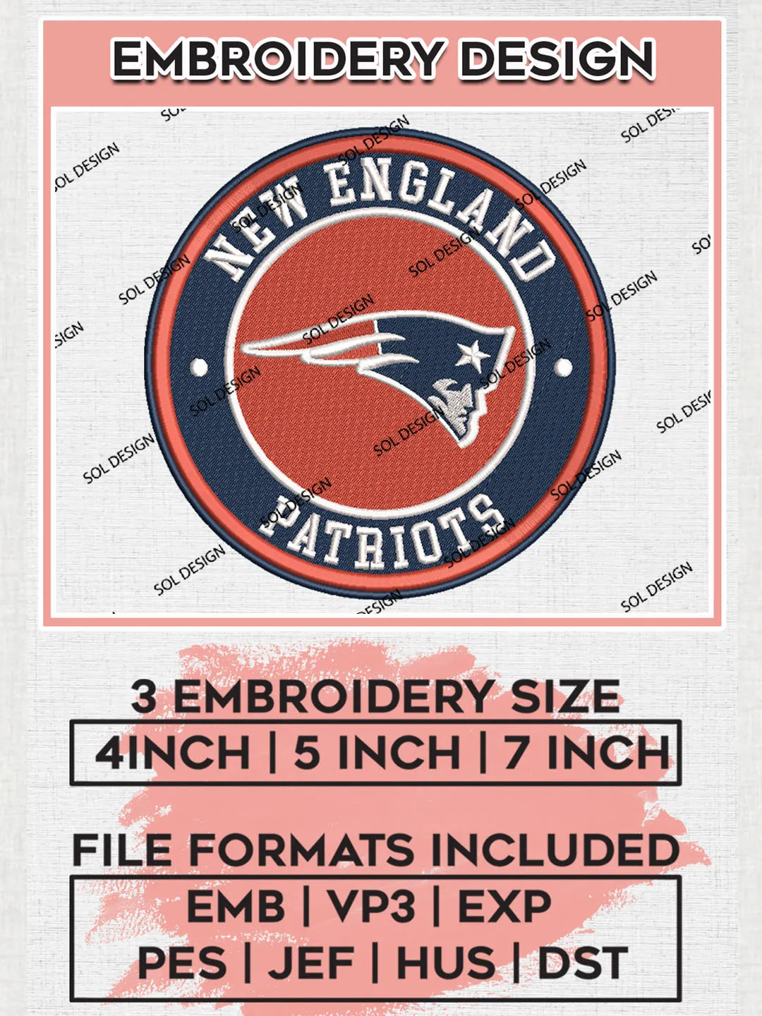 New England Patriots Circle Logo Embroidery Designs, NFL Patriots, NFL ...