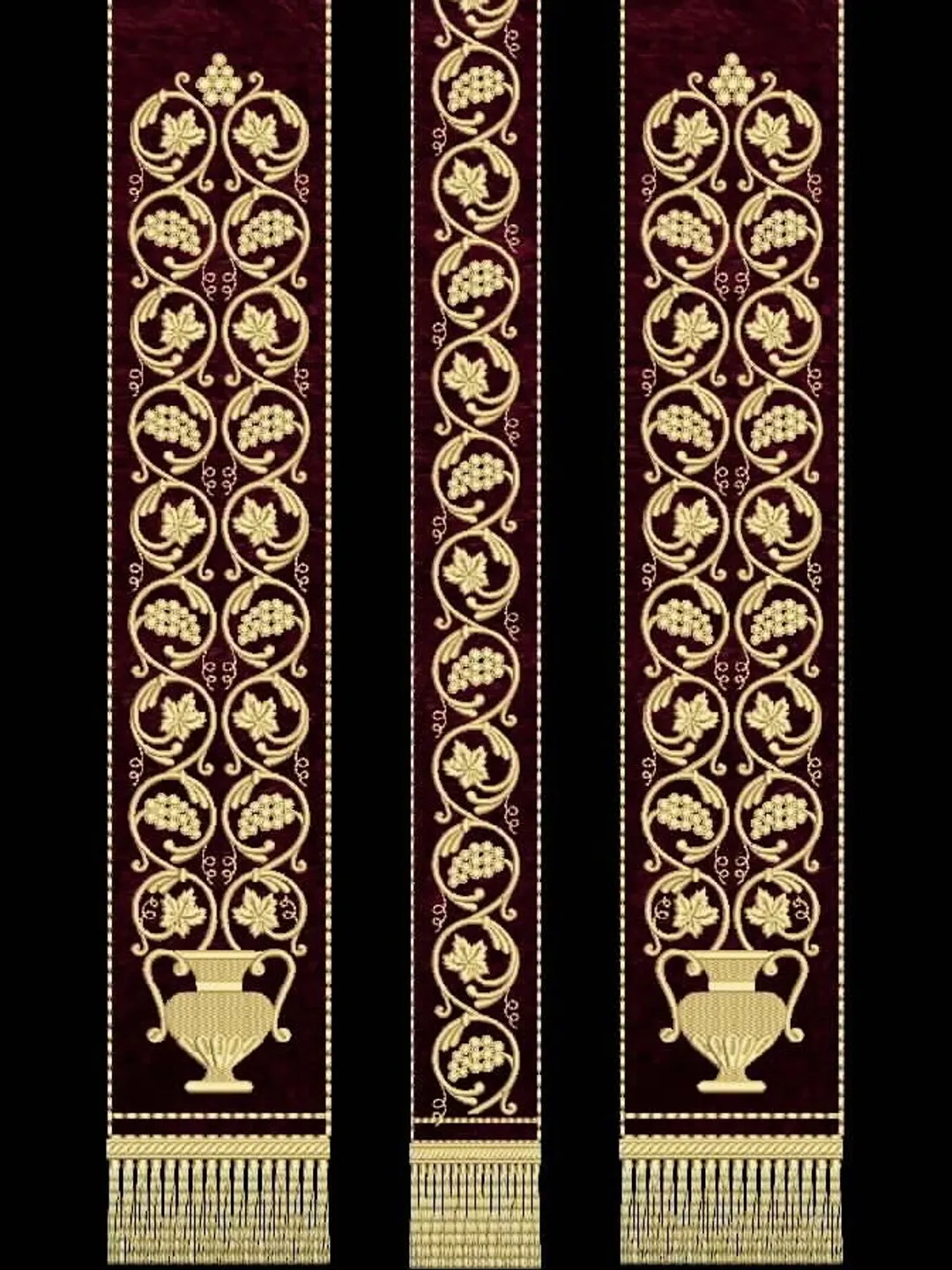 "Endless grapes" design for machine embroidery.