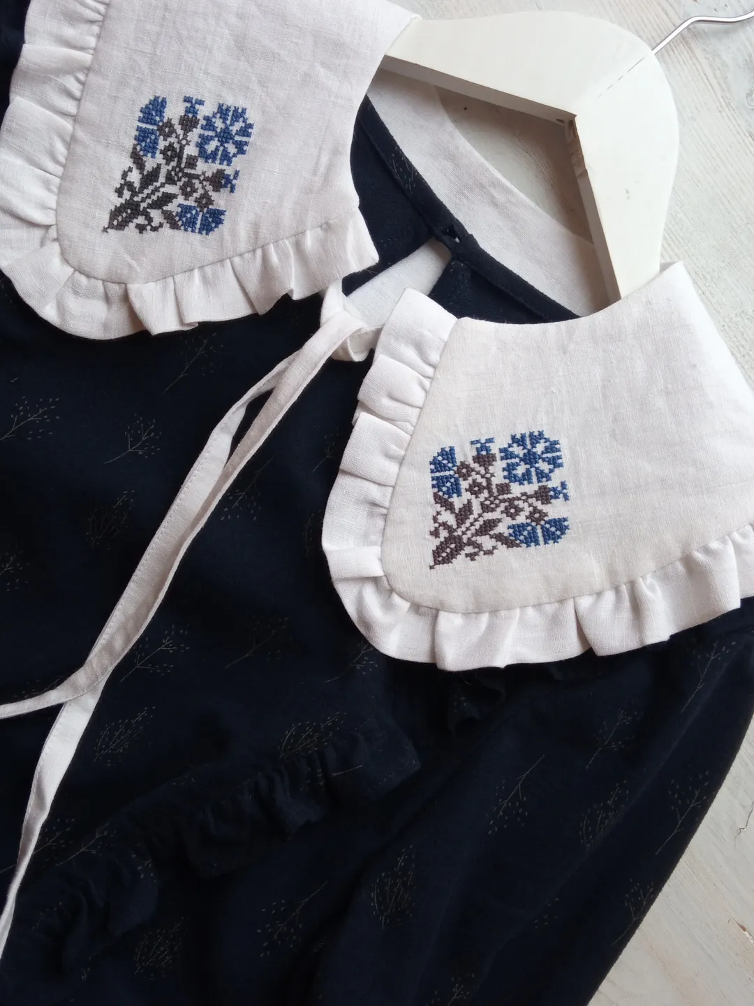 Linen Hand Embroidery Removable Collar, Detachable Frill collar ...