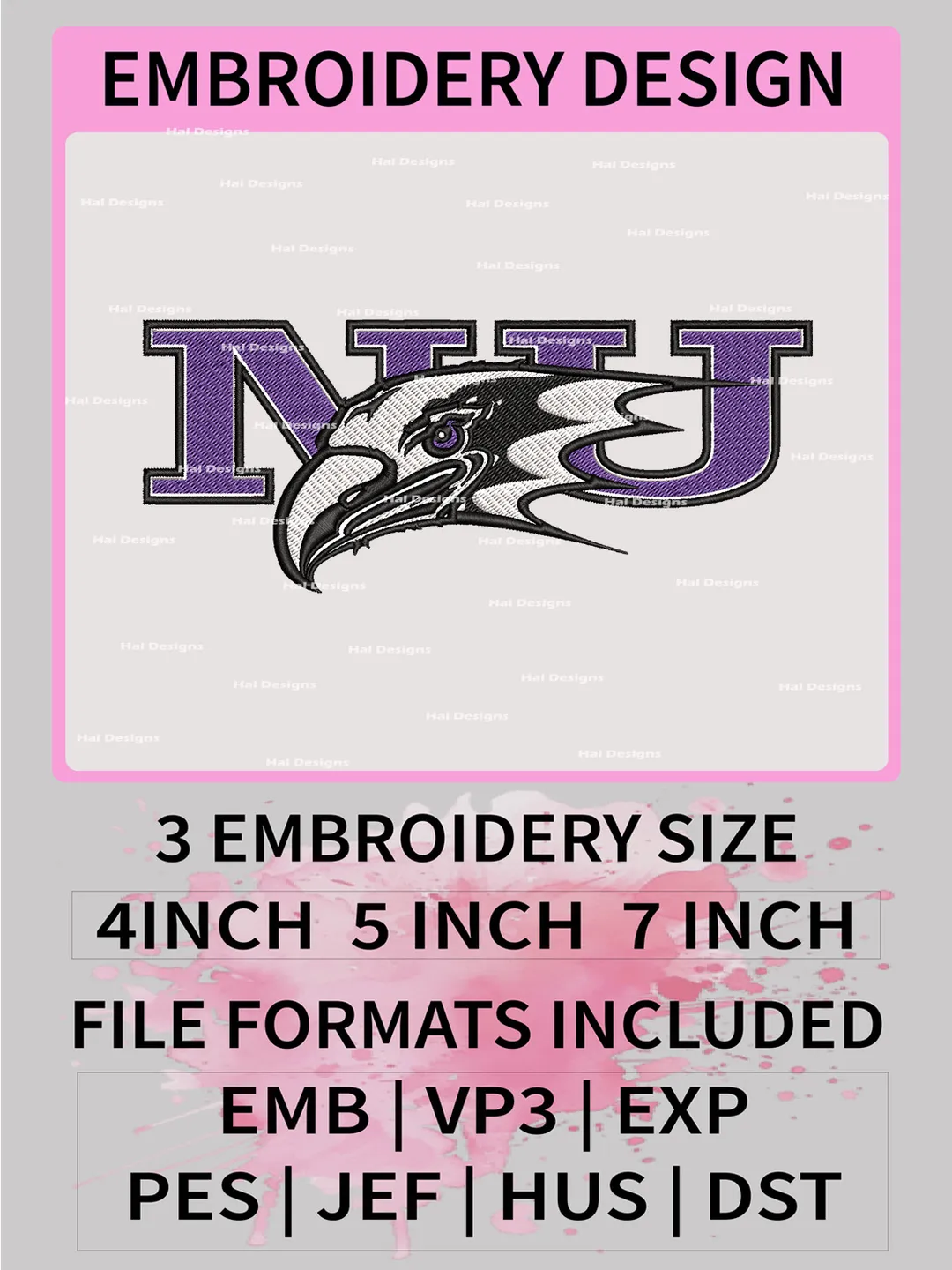 NCAA Niagara Purple Eagles Embroidery File, 3 Sizes, 6 Formats, NCAA ...
