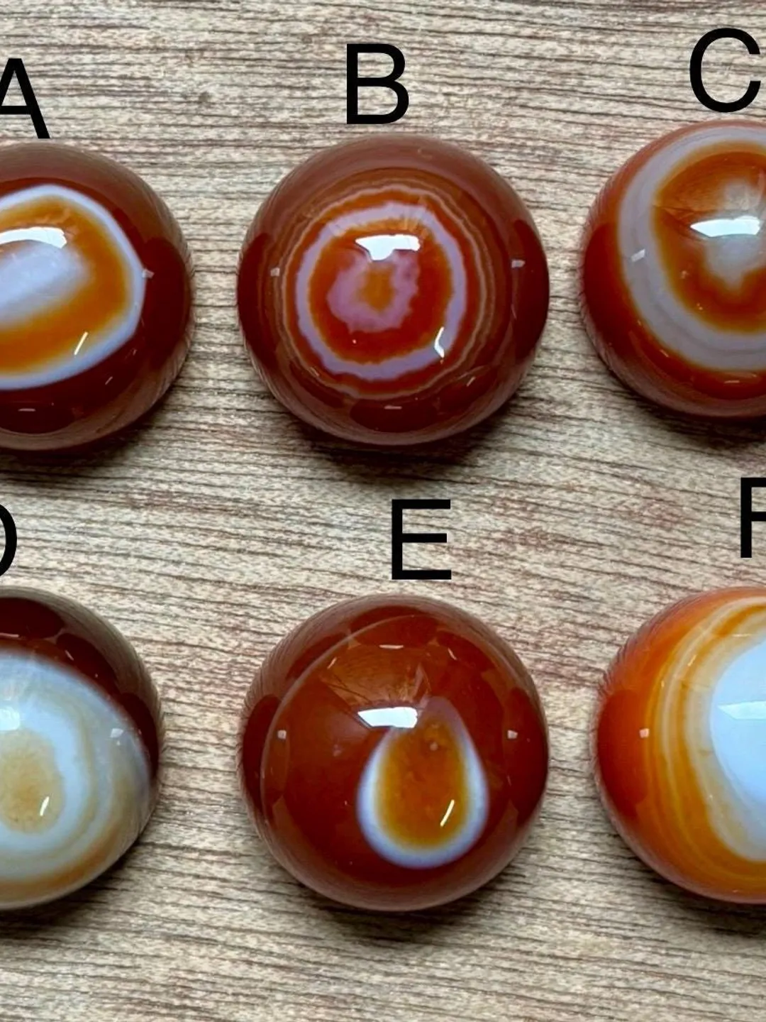 Natural Rad Banded Agate Eyes Cabochon: Handmade Gemstone