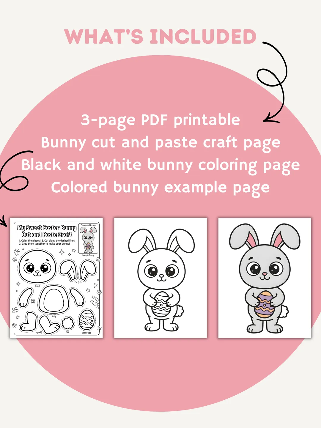 Easter Bunny Cut and Paste Craft | Printable Preschool Activity ...