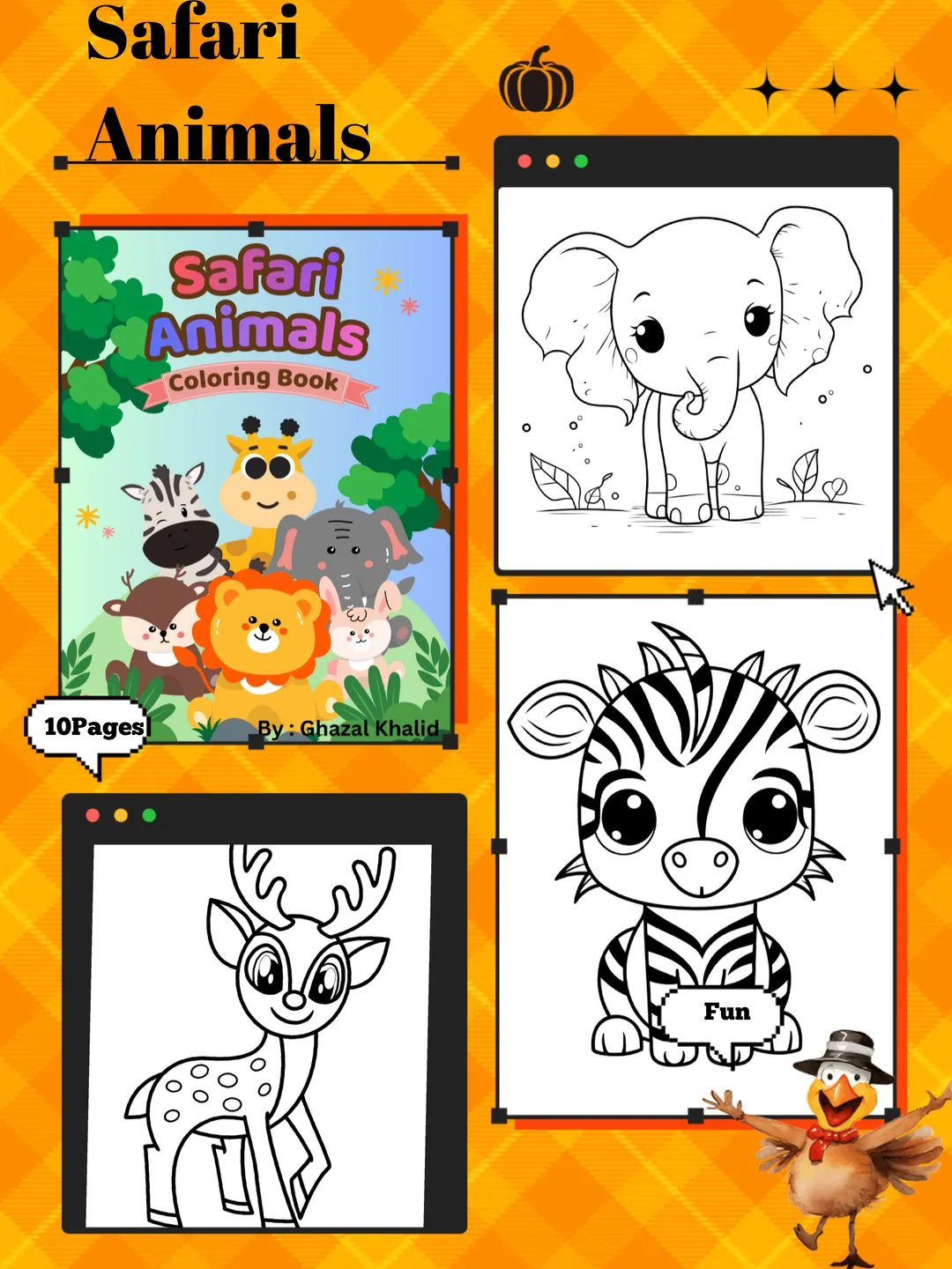 Beautiful Kawaii animals Coloring book