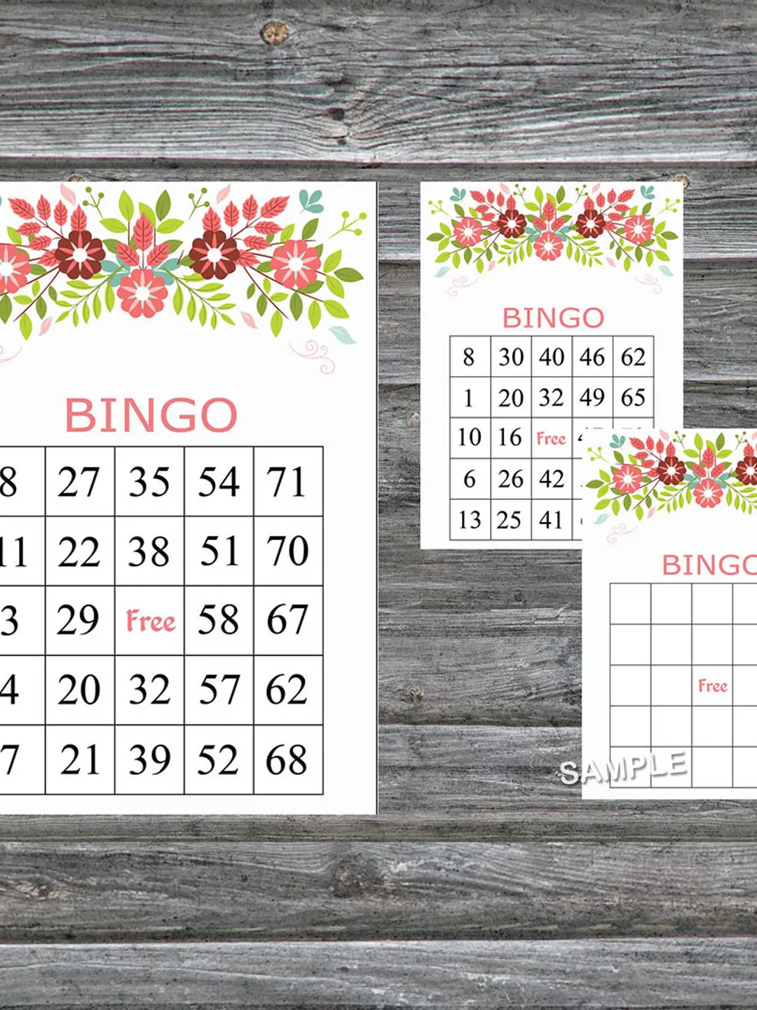 Flowers bingo game card,Floral bingo game card,Floral Printable Bingo ...