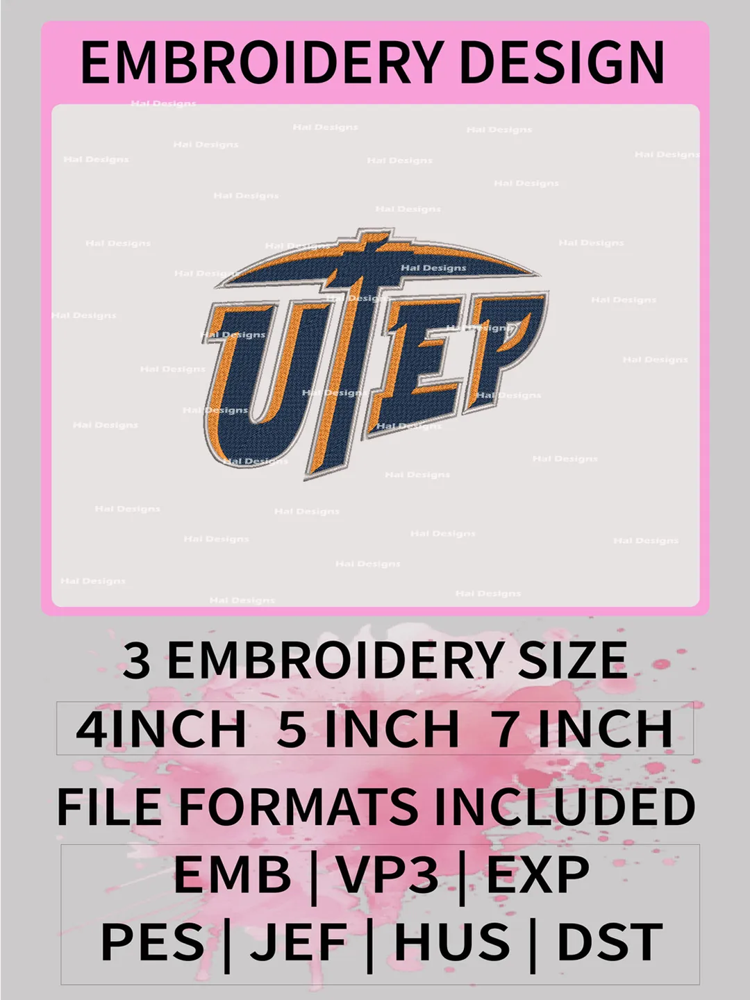 NCAA UTEP Miners Embroidery File, 3 Sizes, 6 Formats, NCAA Machine ...