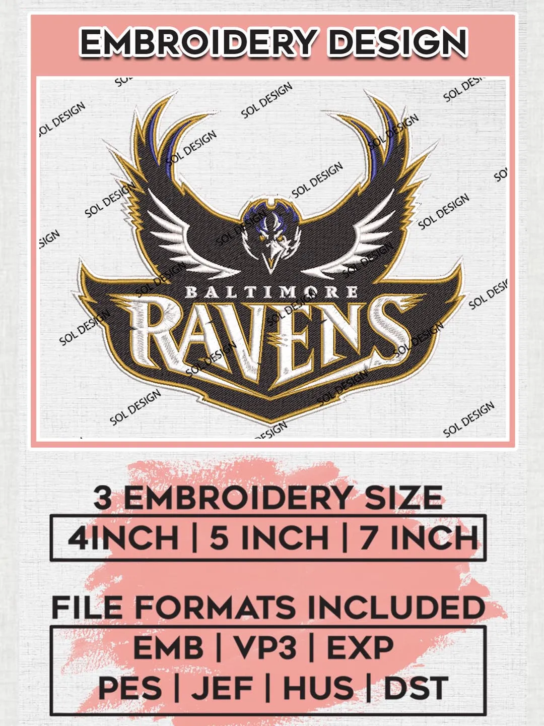 NFL Baltimore Ravens Logo Embroidery Designs, NFL Ravens, NFL ...