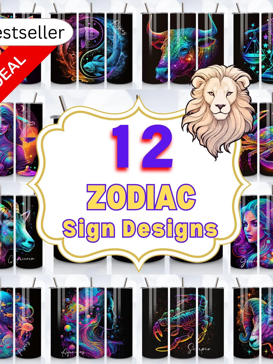 Zodiac Tumbler Wraps: Galaxy Star Sign Sublimation Designs (Digital ...