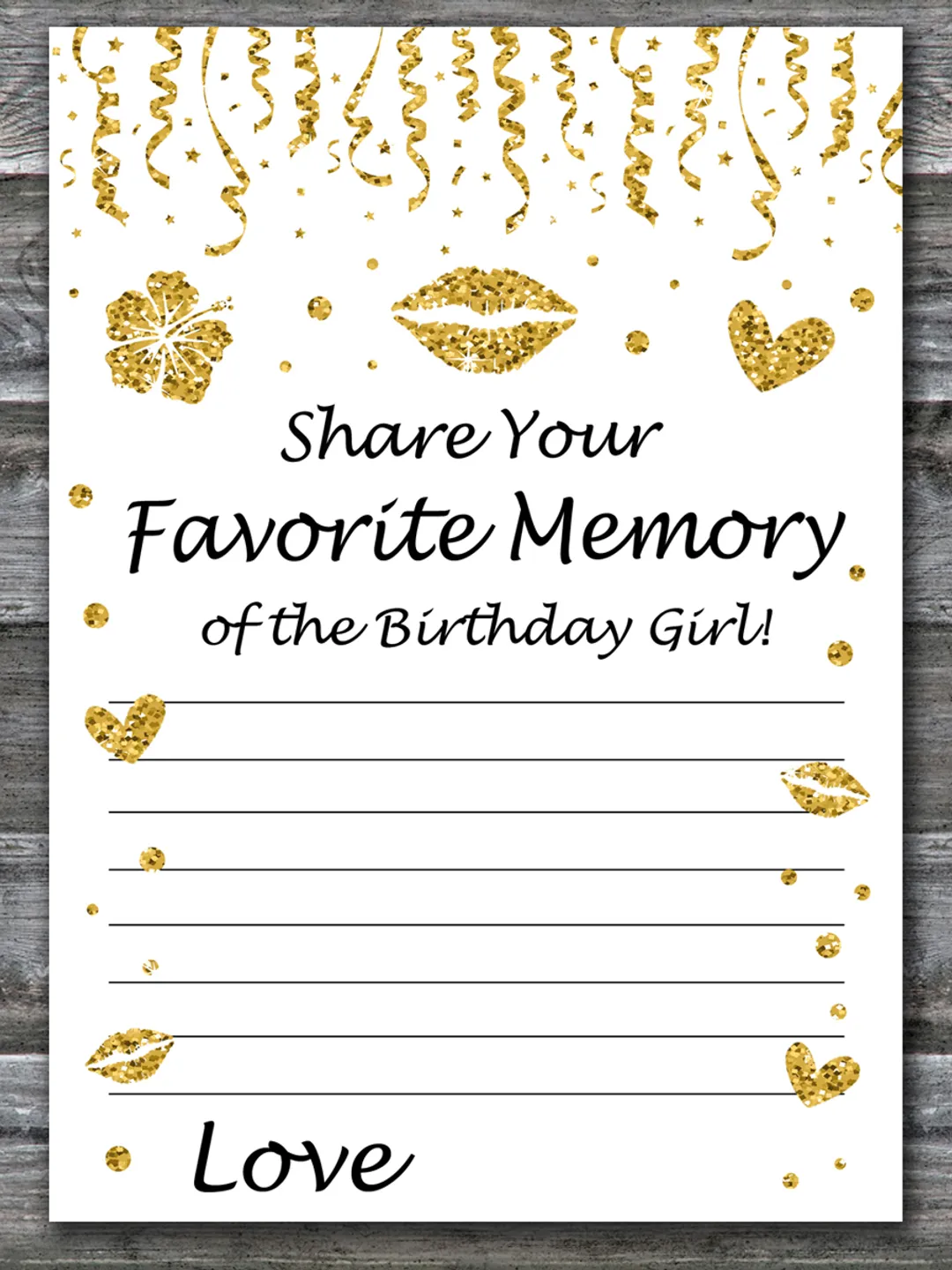 Gold glitter Favorite Memory of the Birthday Girl,Adult Birthday party ...