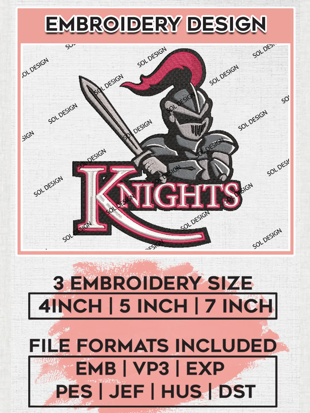 NCAA Knights Football Team Logo Embroidery, NCAA Arcadia Knights Logo ...