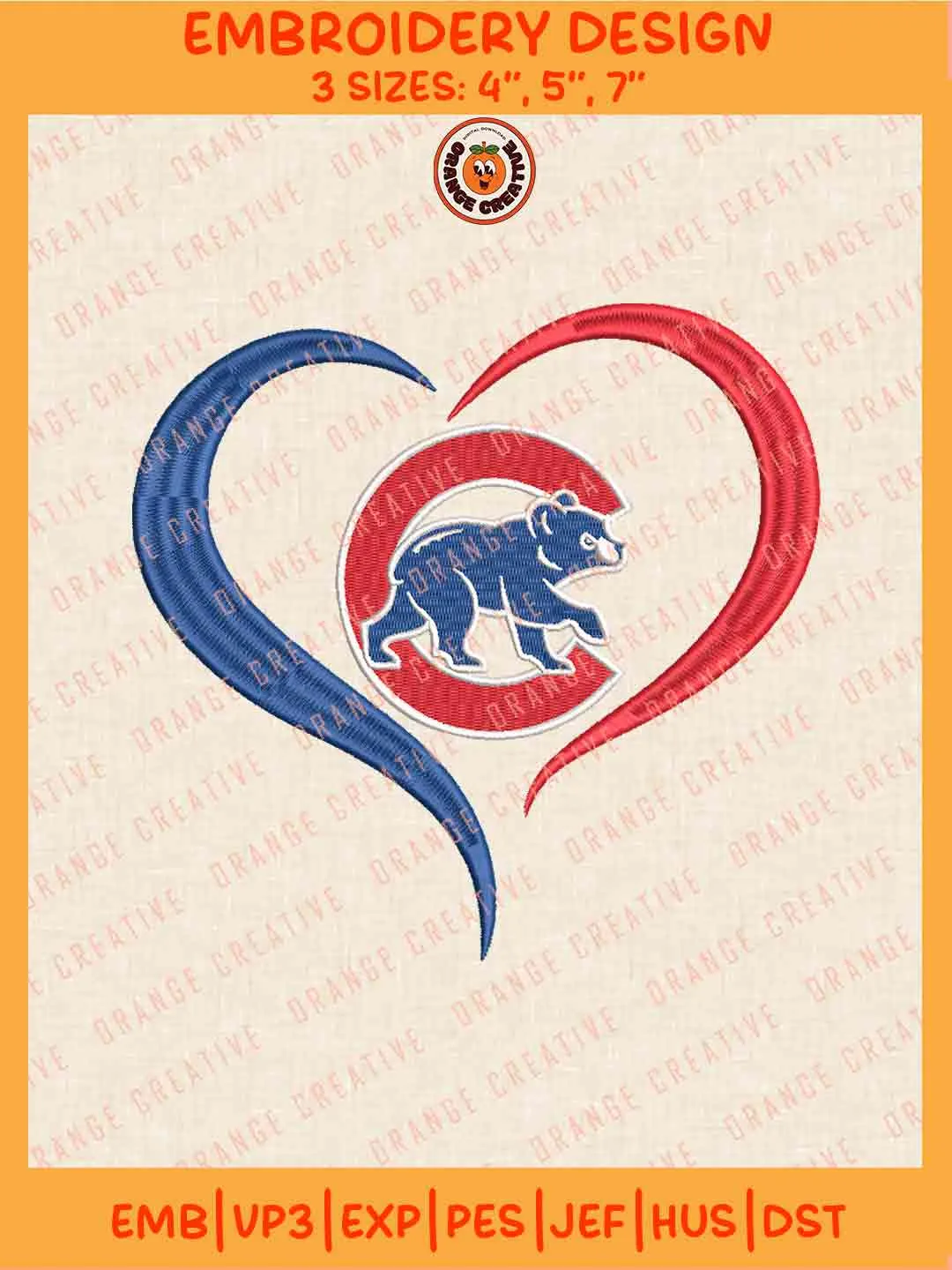 MLB Chicago Cubs Team Heart Logo Embroidery Files, MLB Cubs Team ...