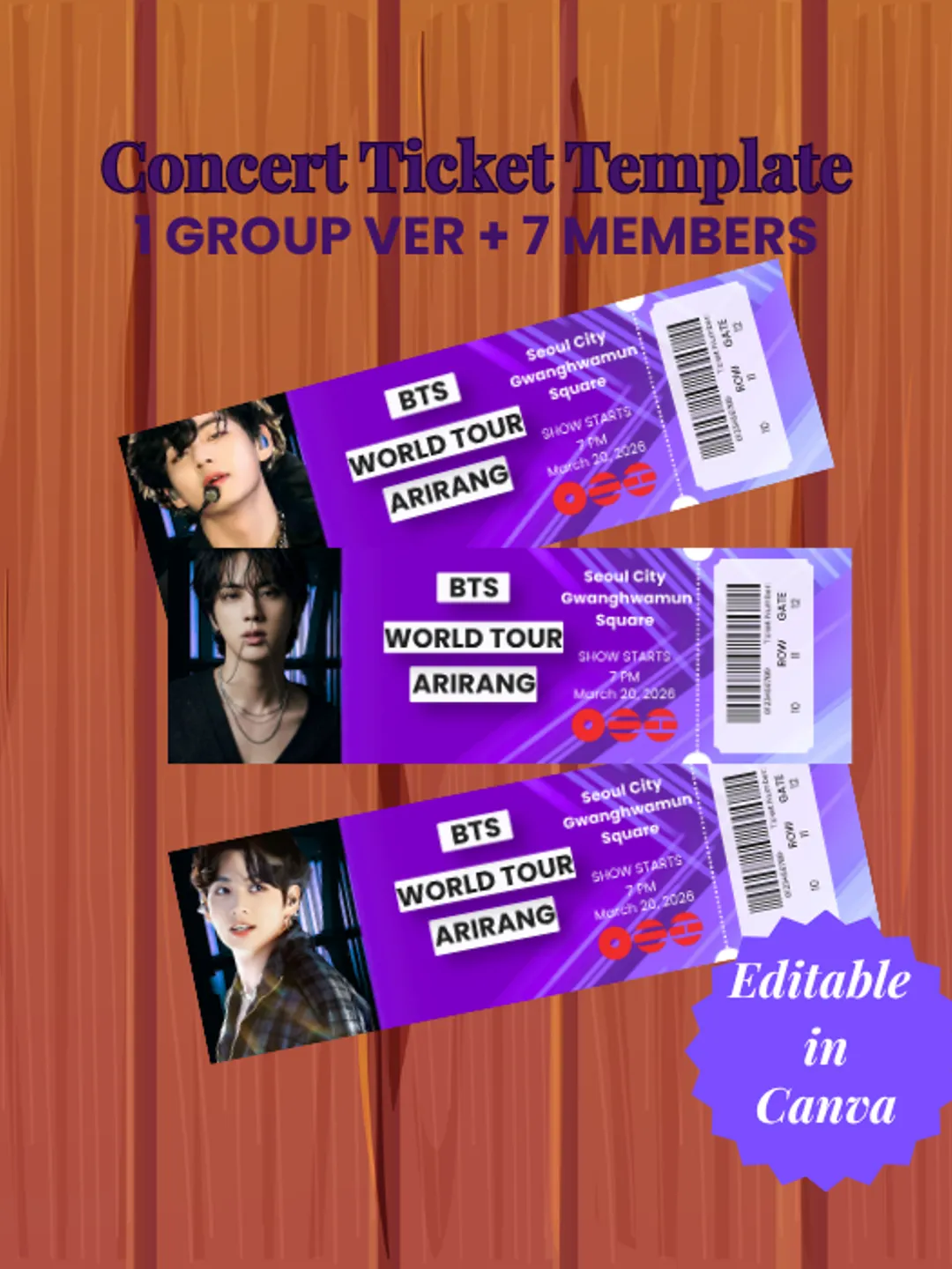 BTS Arirang Photo Cards Template | Editable Canva