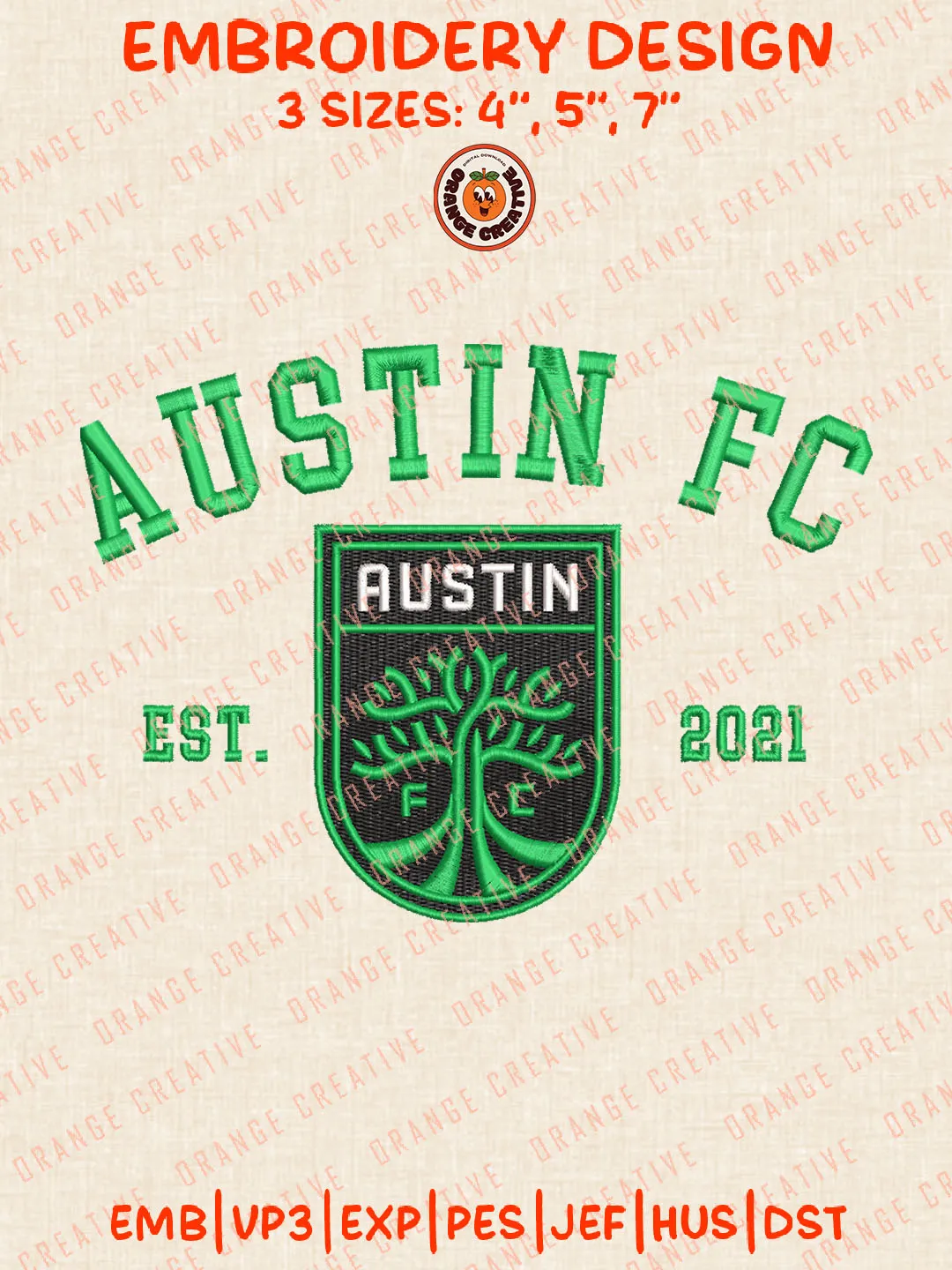 MLS Austin FC Est 2021 Logo Embroidery Files, Austin FC Embroidery ...