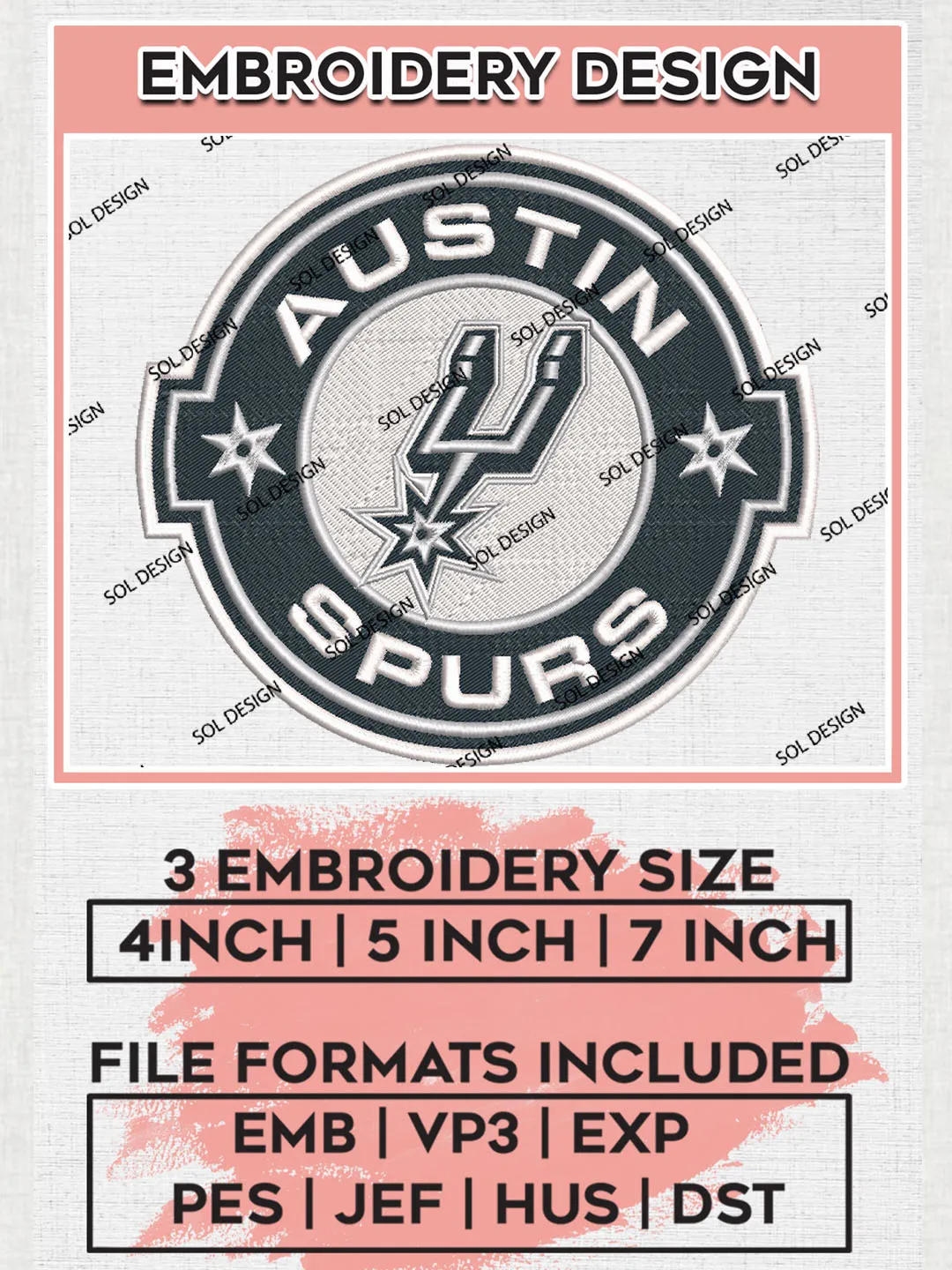 Austin Spurs NBA Team Round Logo Embroidery Designs, NBA G League Team ...