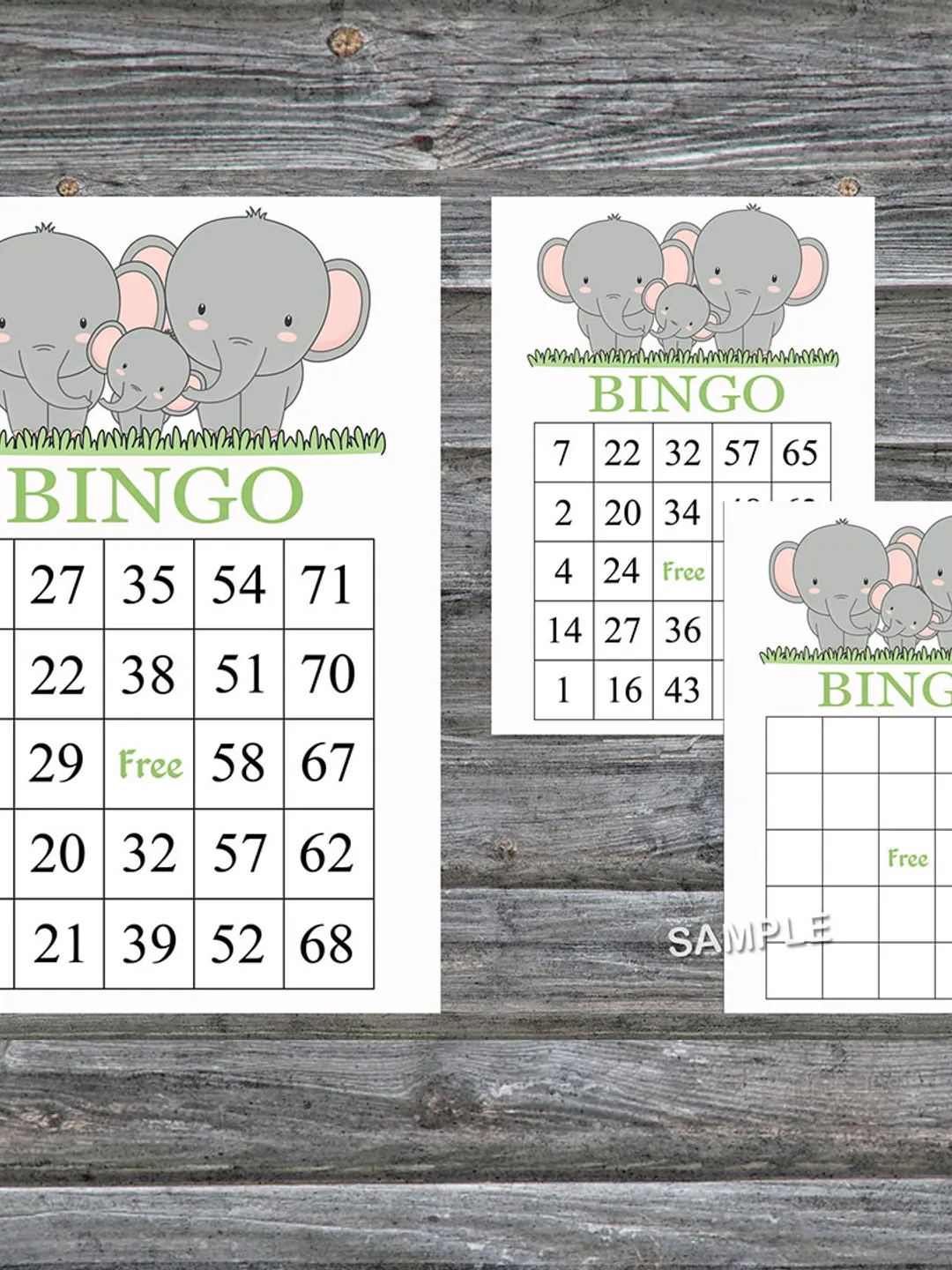 Elephants family bingo cards,Elephant bingo game,Elephant printable ...