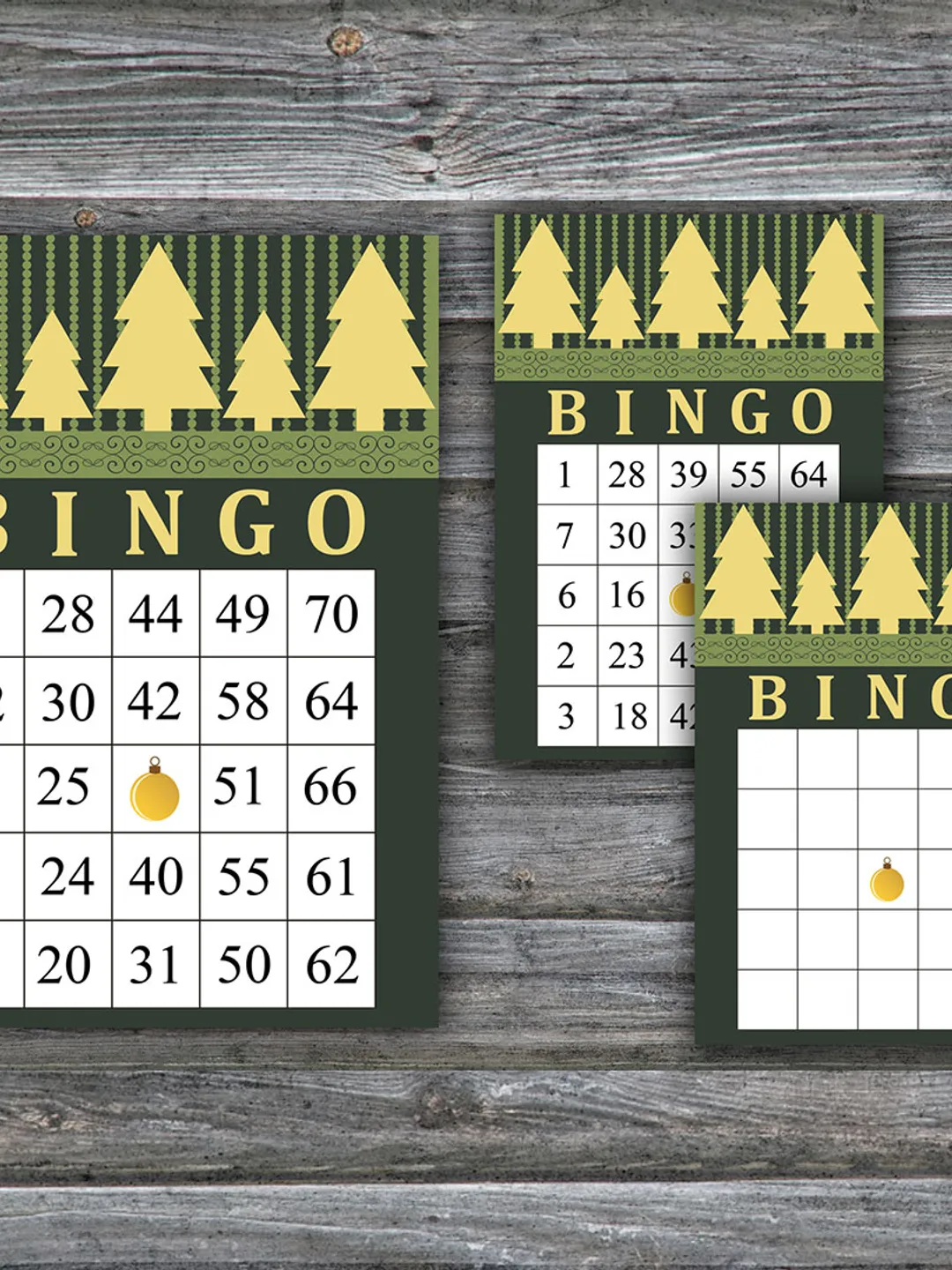 Gold christmas tree bingo game card,Christmas bingo game card,Christmas ...