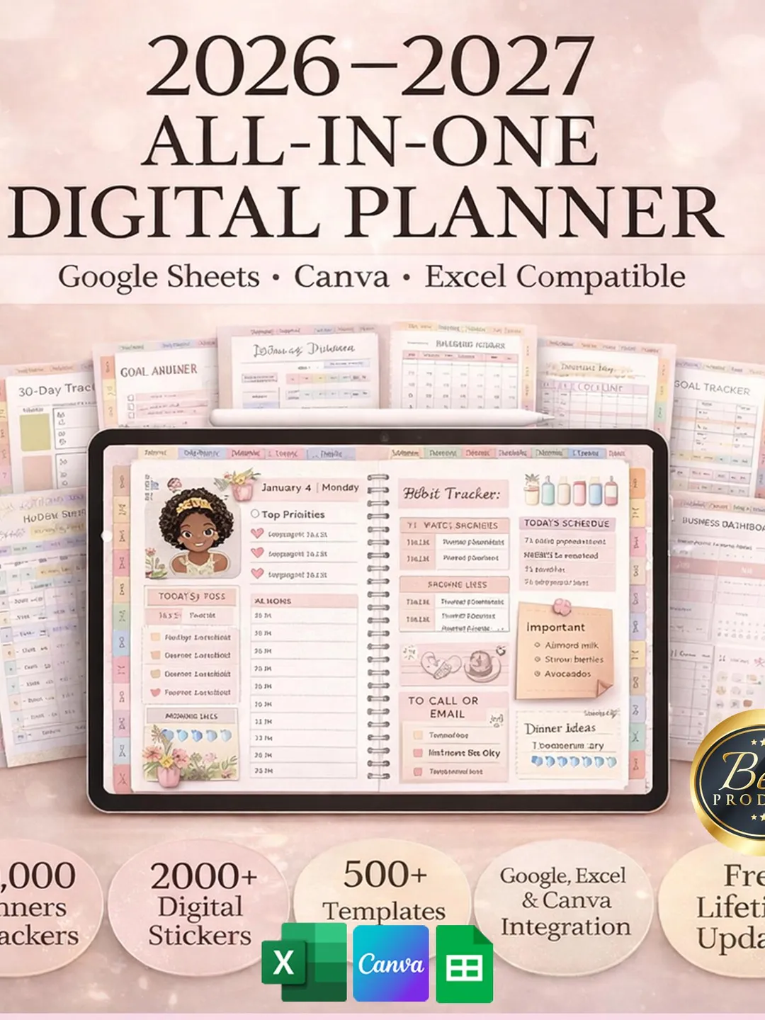 All In One Digital Planner 2026, 2027, 2028 Digital Planner, Digital ...