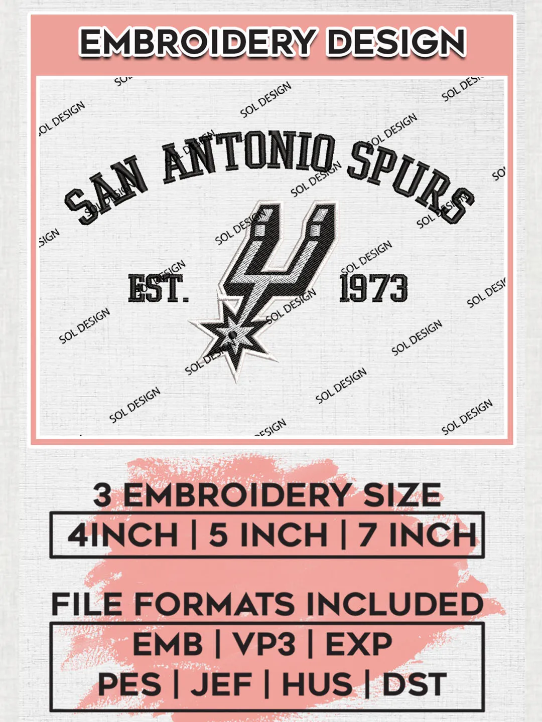 NBA San Antonio Spurs Basketball Team Est Logo Embroidery Design, NBA ...