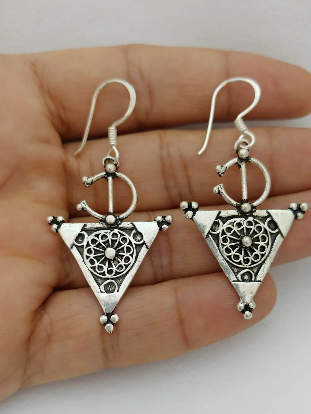 Moroccan Large Earring Silver Berber Tazerzit Dangle Jewelry Vintage ...