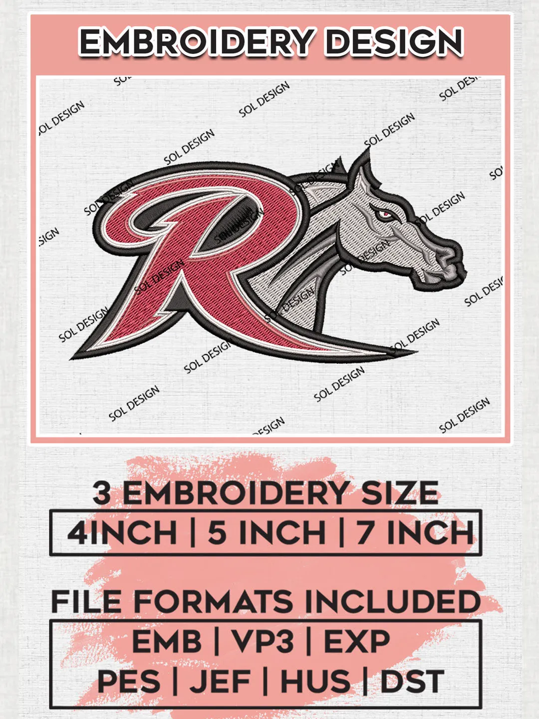 Rider Broncs Logo Machine Embroidery Design, NCAA Rider Broncs ...